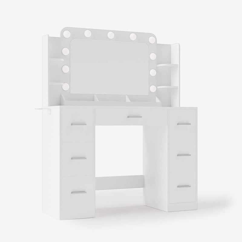 Treevan Vanity Desk with Hollywood LED Lighted Mirror, Makeup Vanity ...