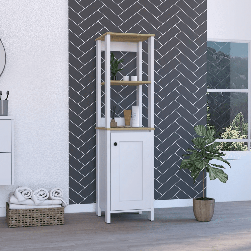 We Have Furniture Linen Cabinet Jannes, Two Open Shelves, Single Door ...