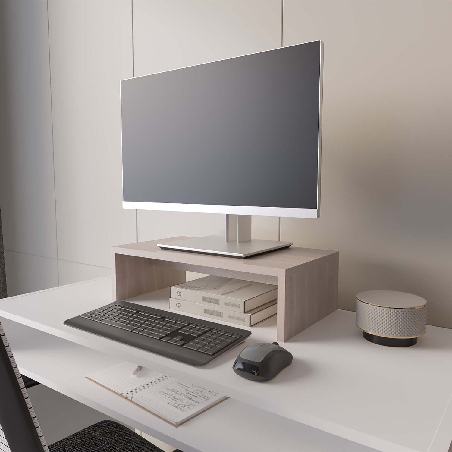 Treevol Furniture Monitor Stand Kent, Ergonomic Elevation, White Oak ...
