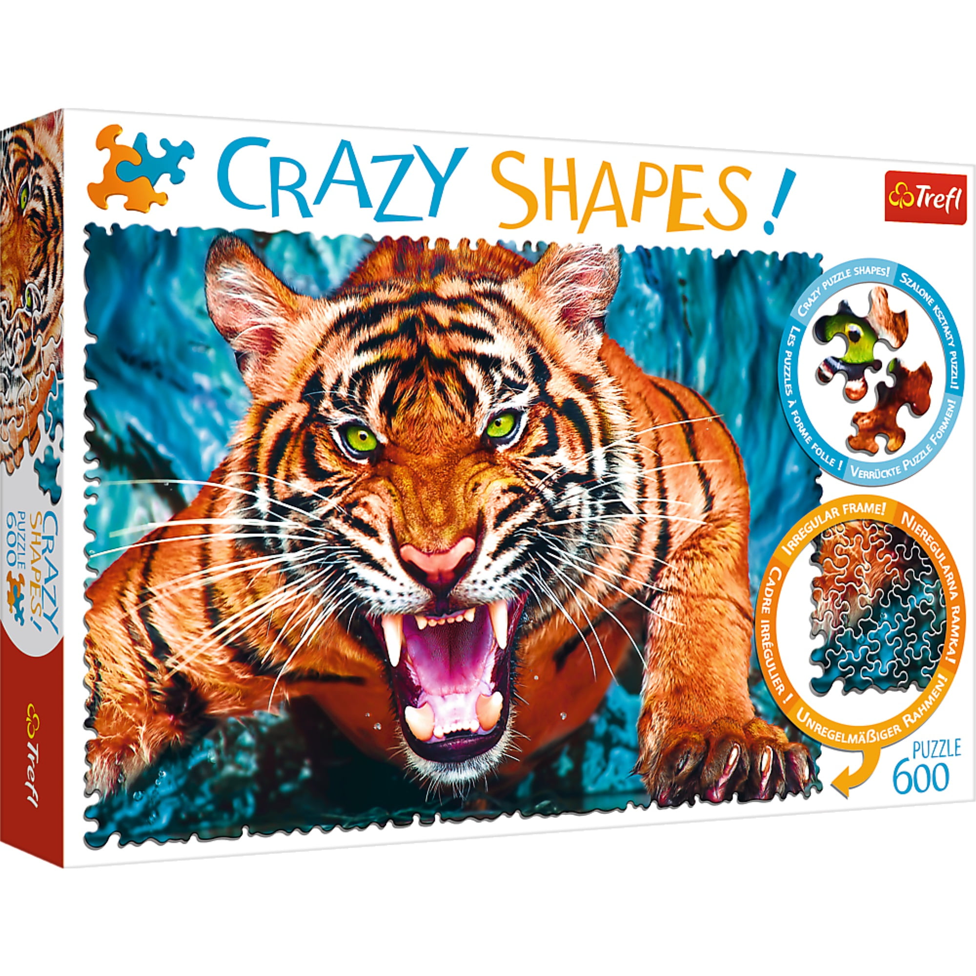Trefl 600 Piece Crazy Shape Jigsaw Puzzle Facing a Tiger - Walmart.com