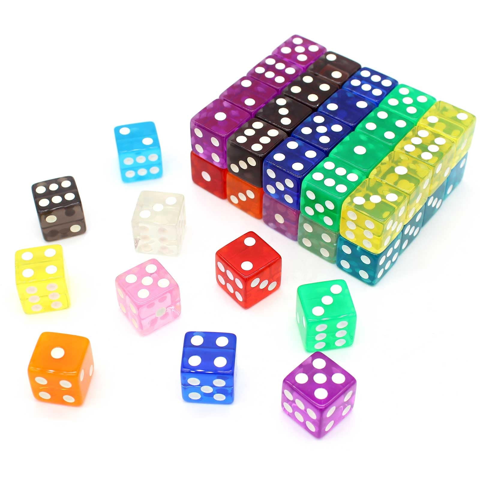 SINVDAJY 50 Pieces Dice TSF6 Set 16MM Game Dice for Board Game, 6 Sided ...
