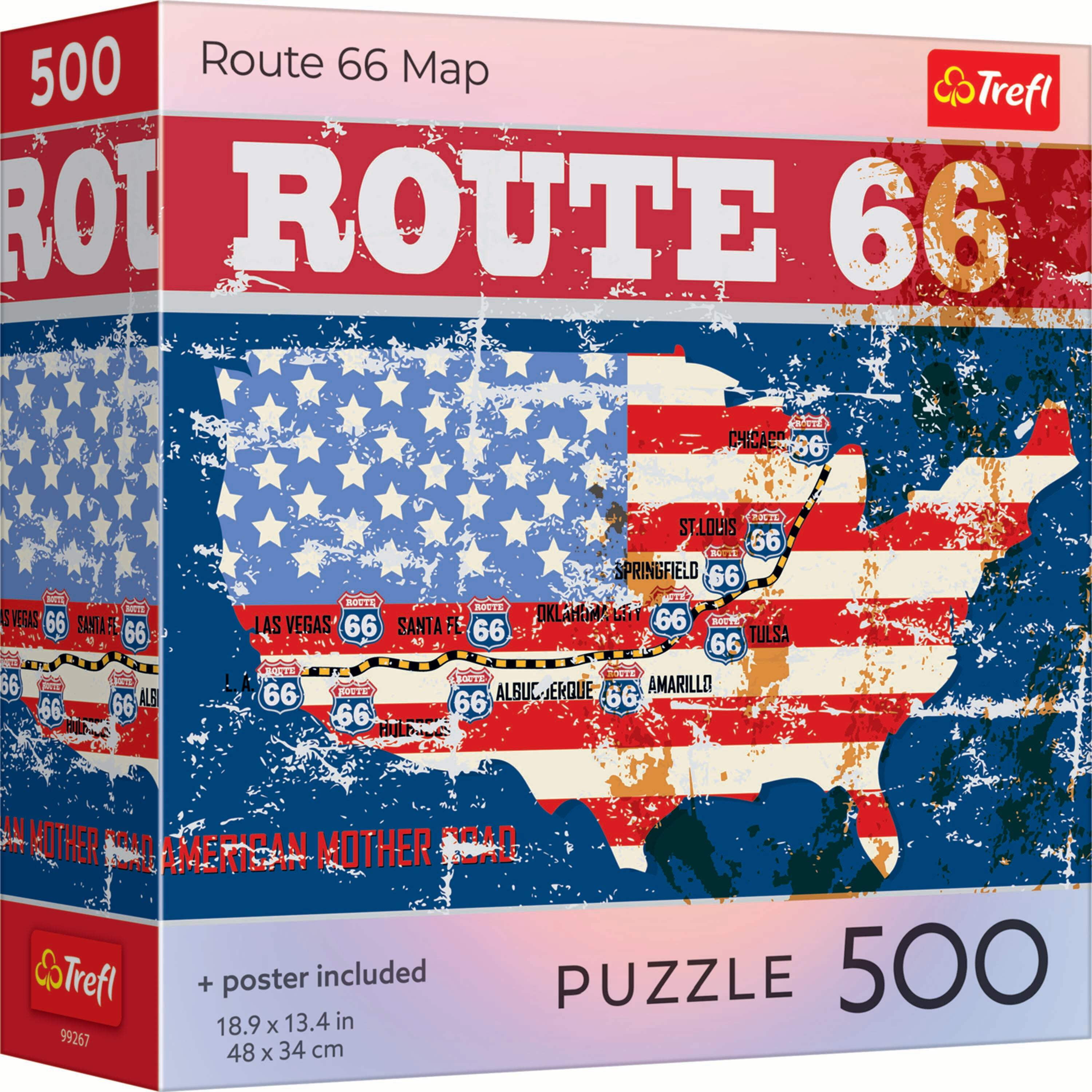 Trefl Red Route 66 Map 500 Piece Puzzle - Walmart.com