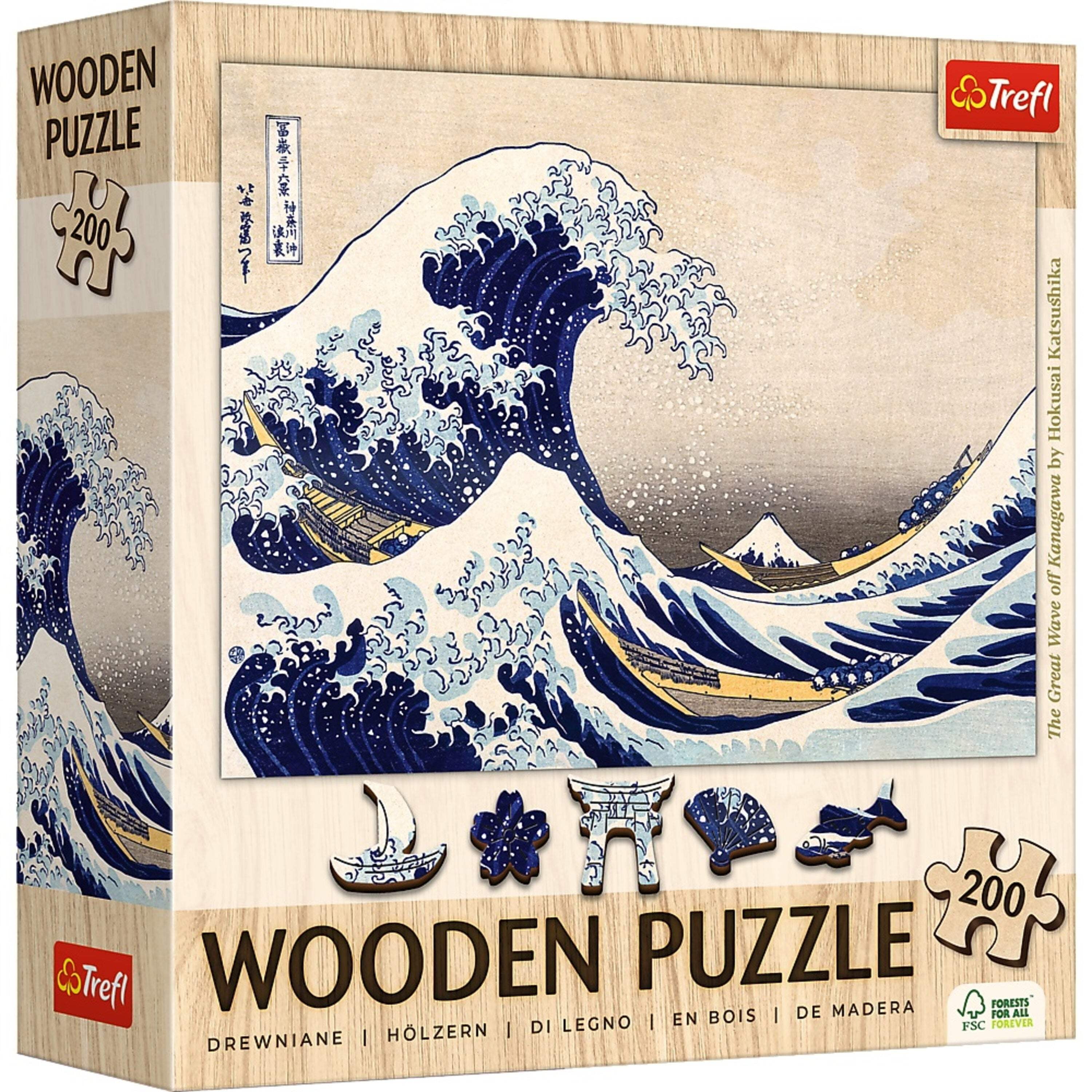 Trefl Wood Craft 200 Piece Wooden Puzzle - The Great Wave off Kanagawa ...