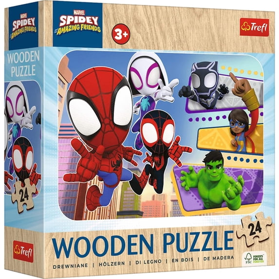 Trefl Wood Craft 24 Piece Wooden Puzzle - Marvel Brave Spidey and ...