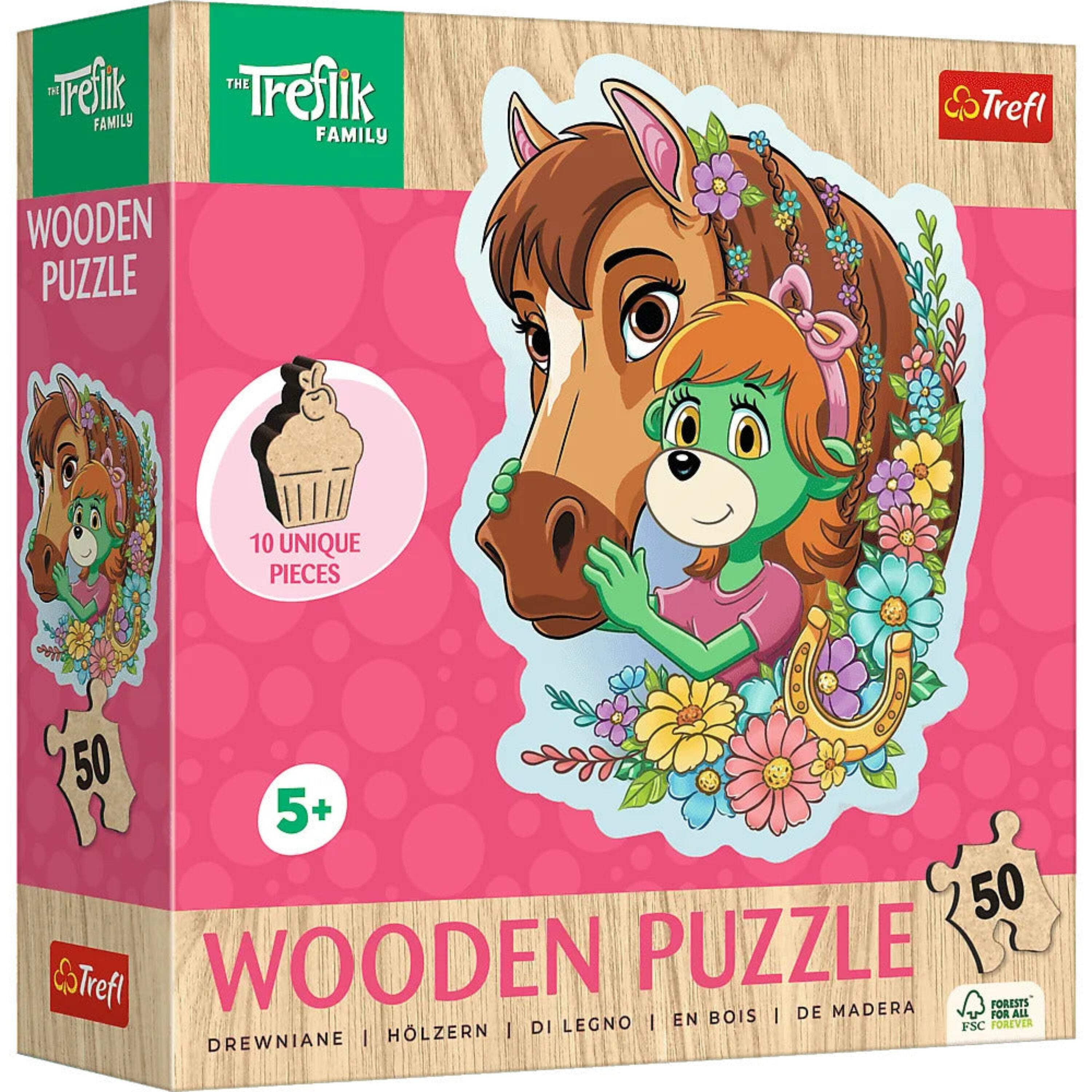Trefl Wood Craft 50 Piece Wooden Puzzle - Happy Treflik Family ...