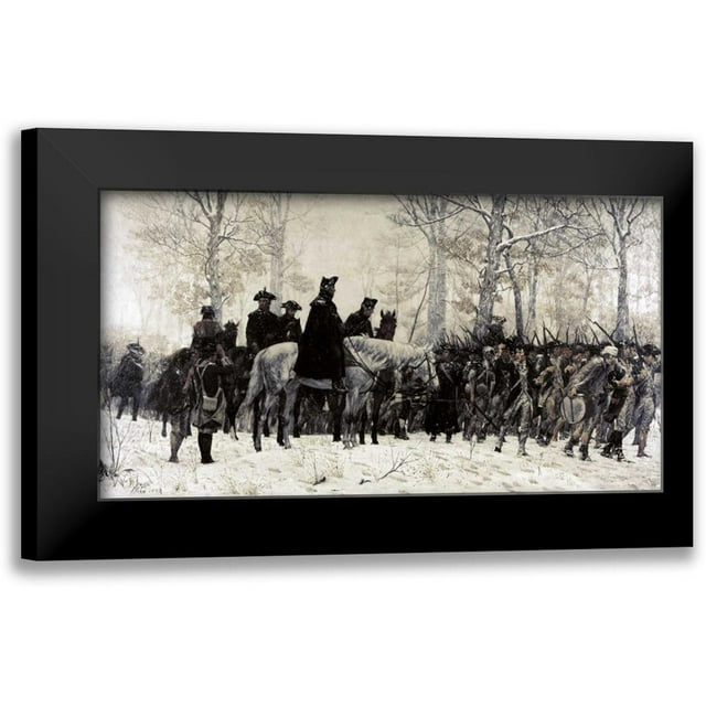 Trego, William T. 14x9 Black Modern Framed Museum Art Print Titled - Washington Reviewing His ...