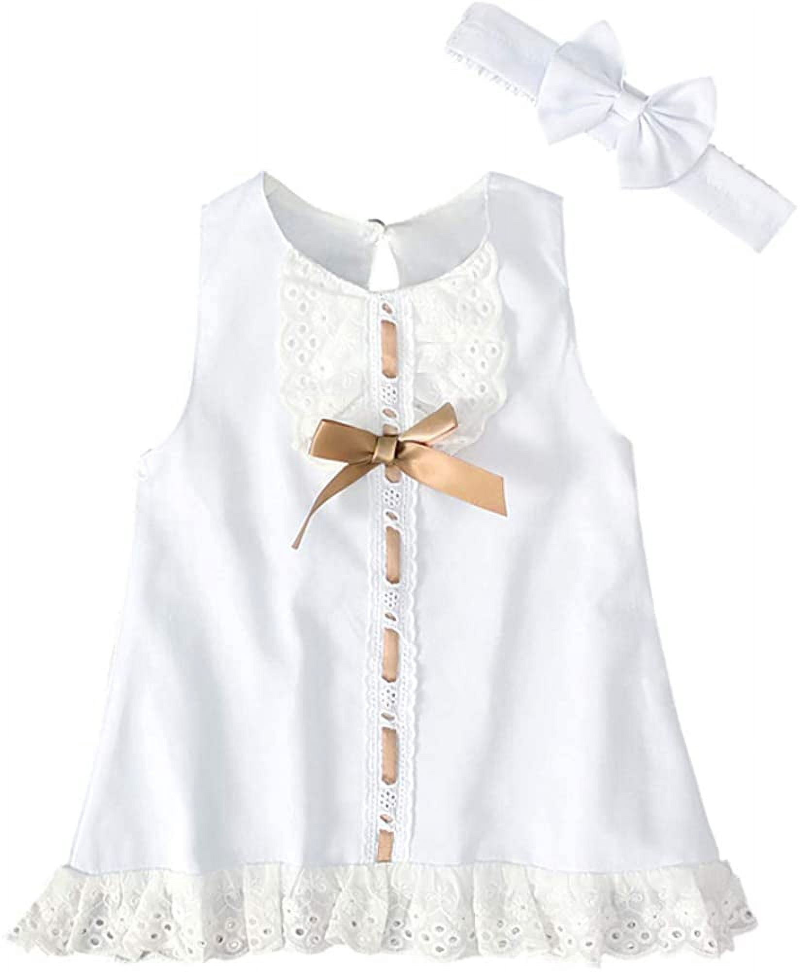 Tregren Baby Girl Dresses White Sleeveless Lace Sundress A-Line Bow ...