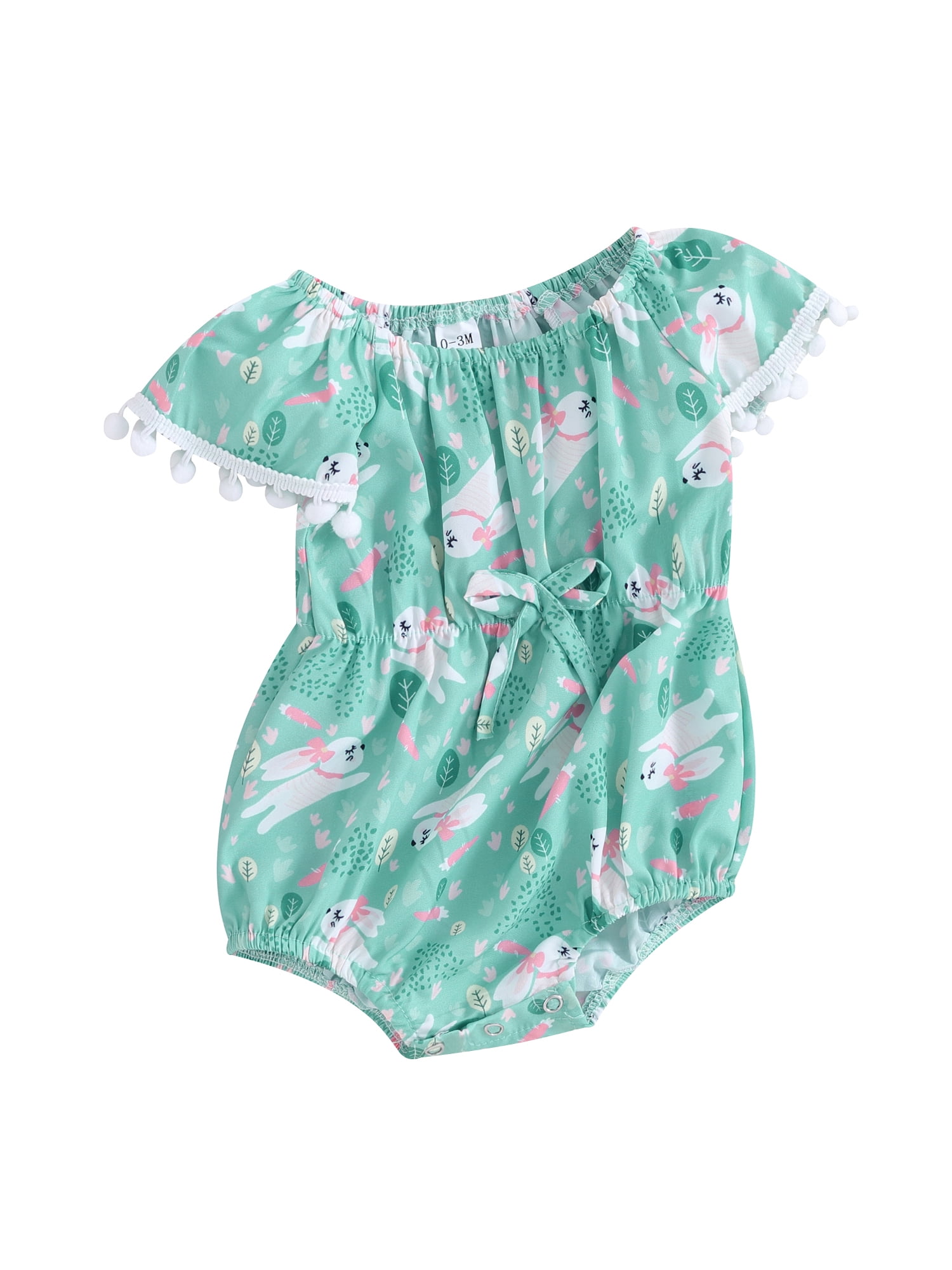 Tregren Baby Girl Easter Romper Off Shoulder Short Sleeve Bunny Tree ...