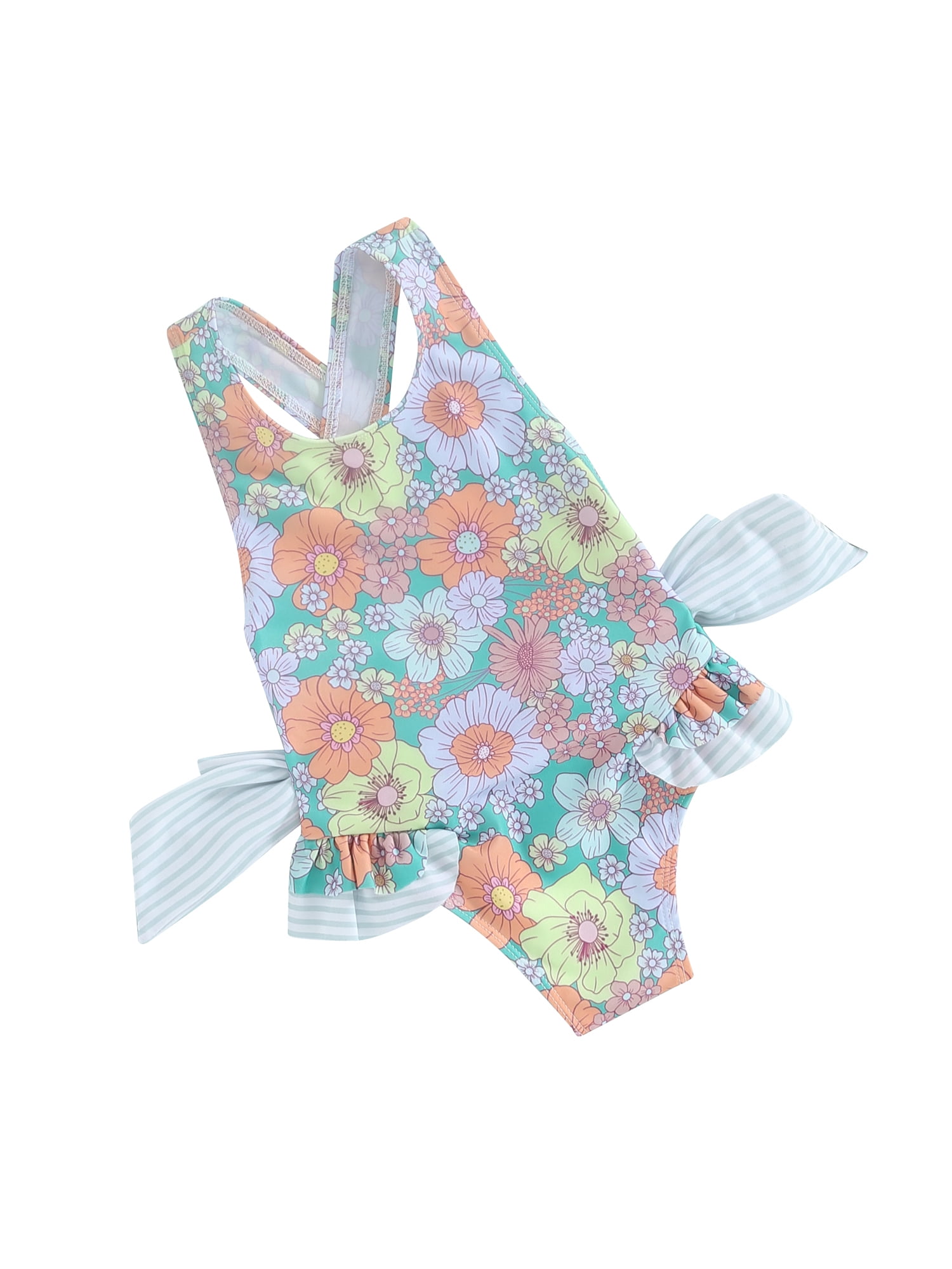 Tregren Baby Girl Fish Shape Design Swimwear Summer Floral Sleeveless ...