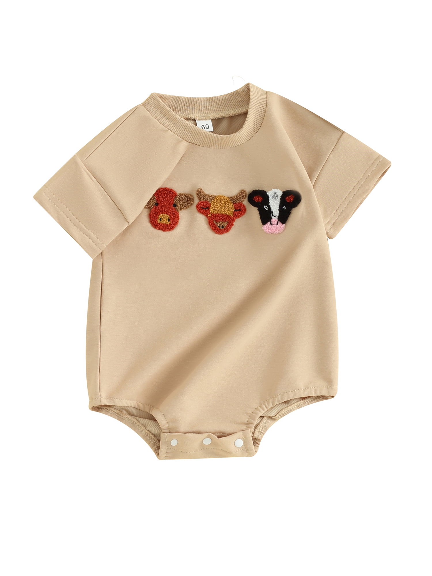 Tregren Baby Summer Romper Newborn Western Cow Head Pattern Short Sleeve Jumpsuit for Toddler ...