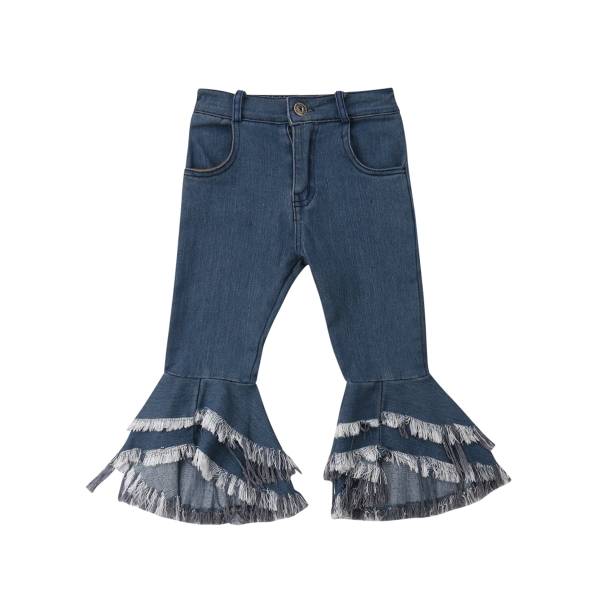 Tregren Infant Little Baby Girl Bell-Bottom Ruffle Flare Jeans Denim ...