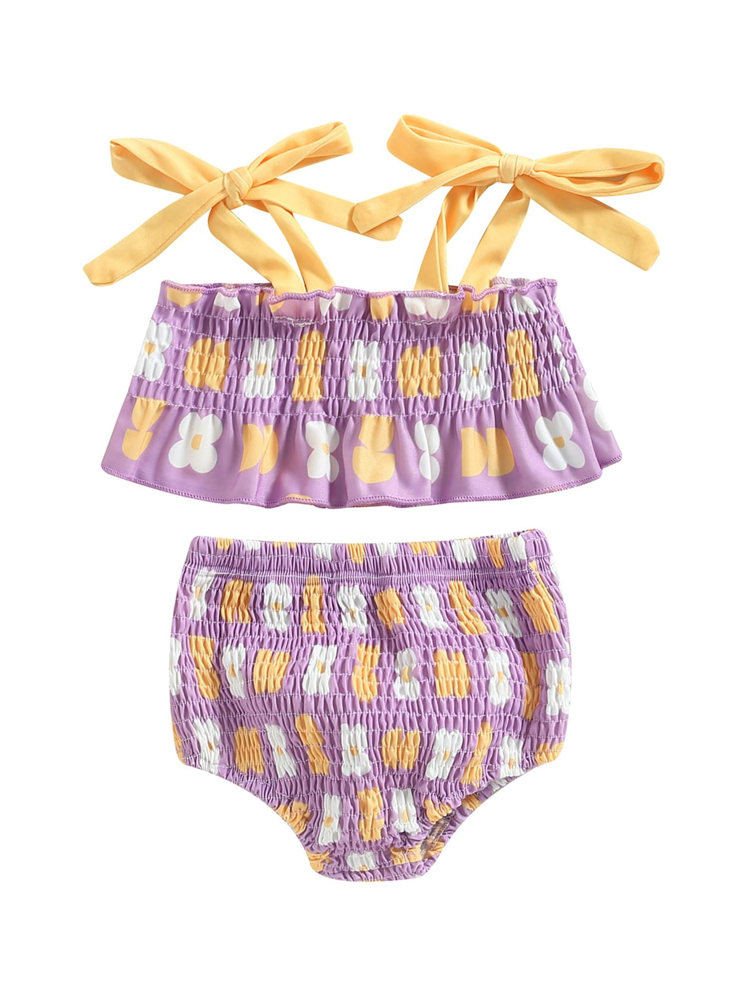 Tregren Kids Girls Bikini Set, Lacing Ruffled Camisole with Pleated ...