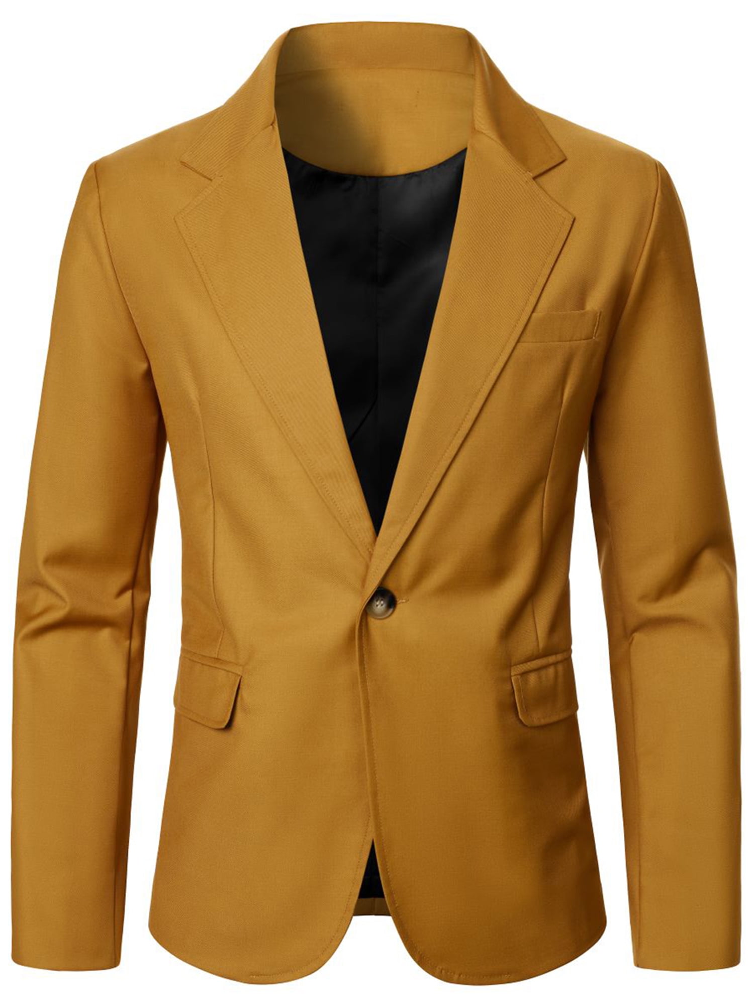 Tregren Men Casual Blazer Solid Color Notch Lapel Suit Jacket Blazer ...