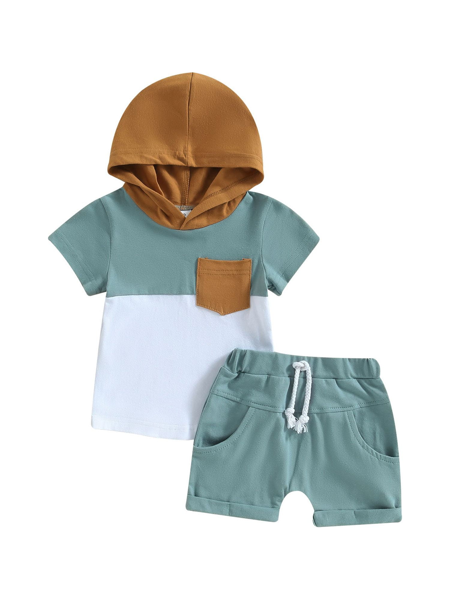 Tregren Newborn Baby Boy Summer Clothes Short Sleeve Front Pocket Color ...