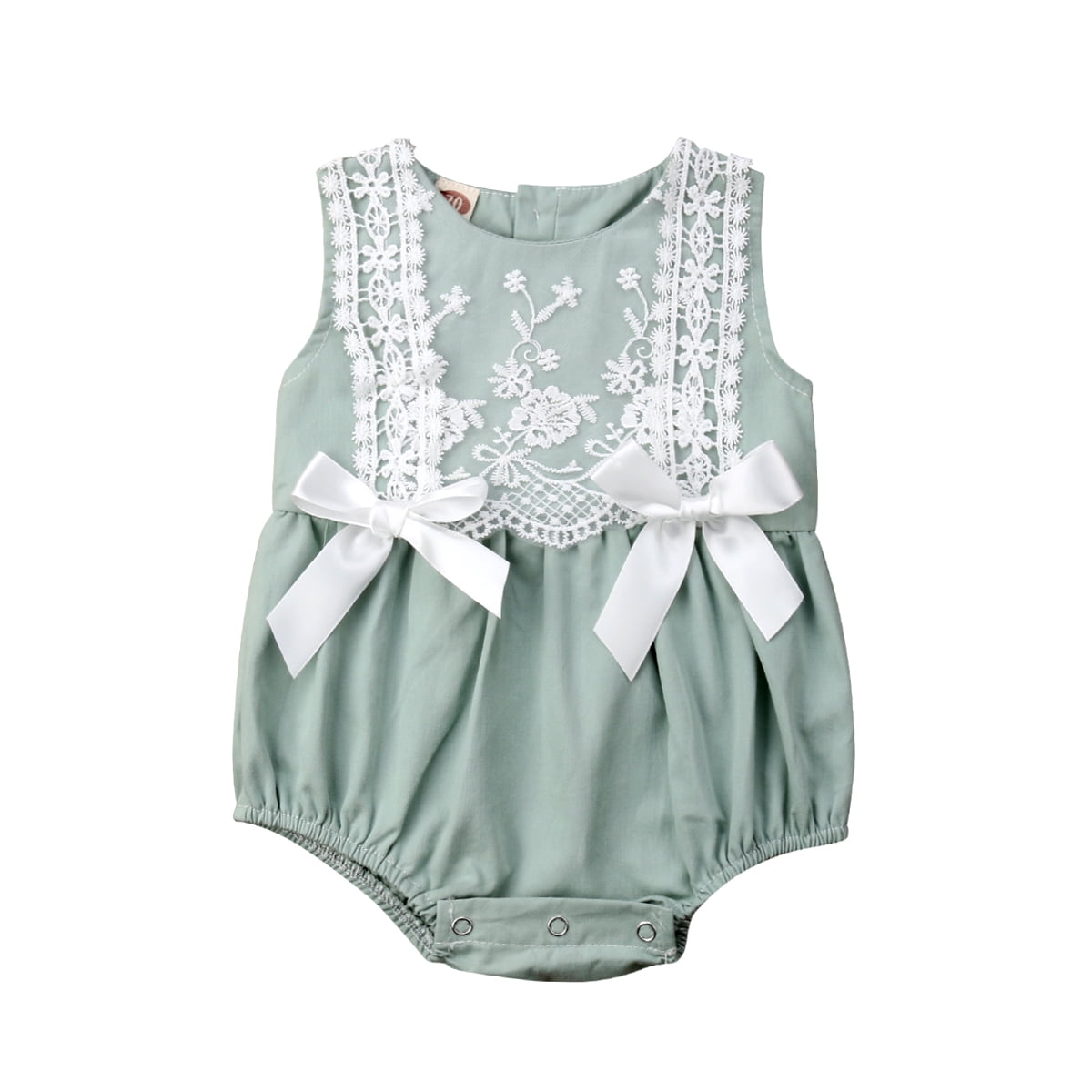 Tregren Newborn Baby Girl Outfit Clothes Jumpsuit White Lace Bodysuit Halter Backless Summer ...