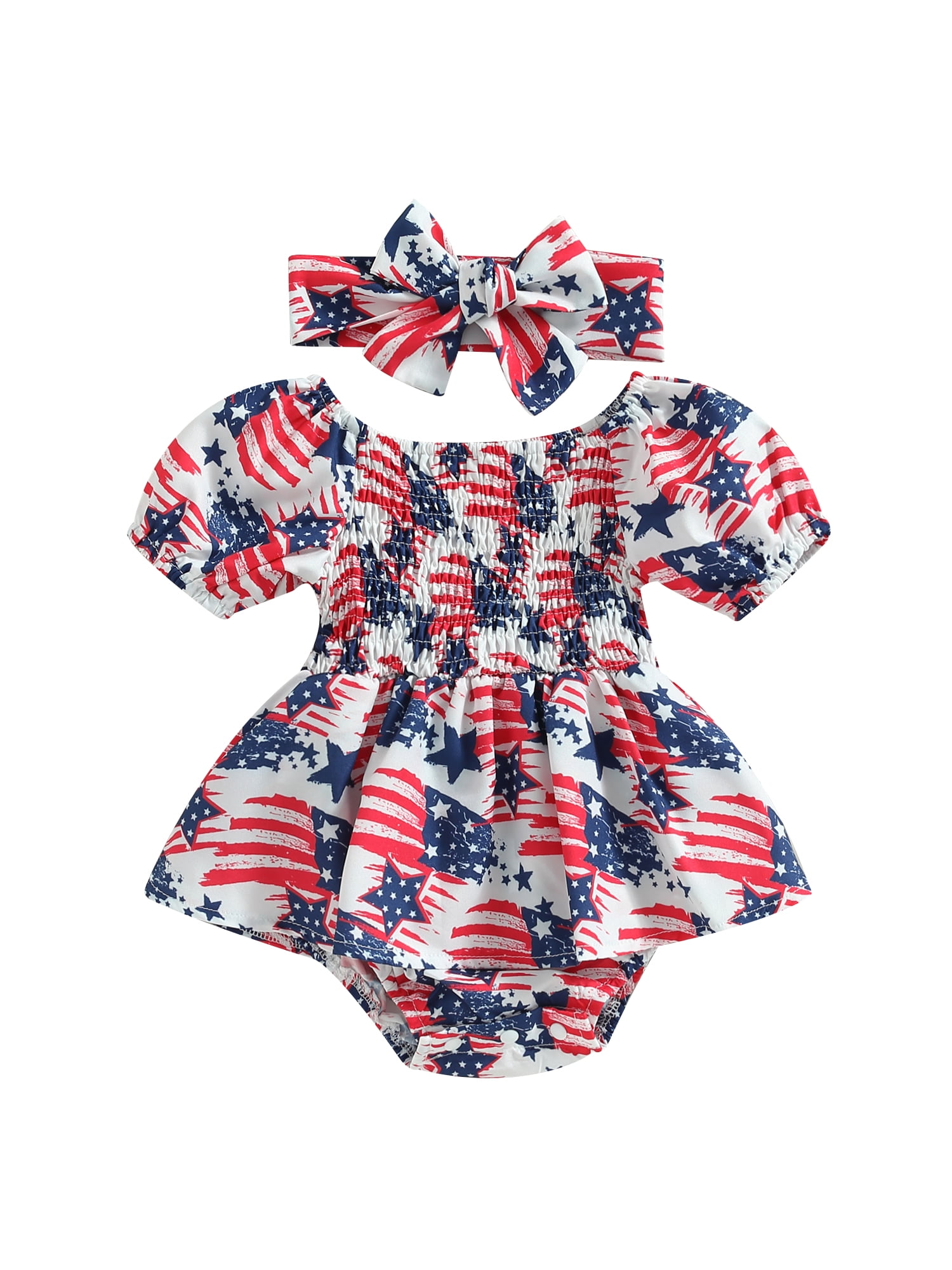 Tregren Newborn Infant Baby Girls 4th of July Bubble Romper Dress Flag ...
