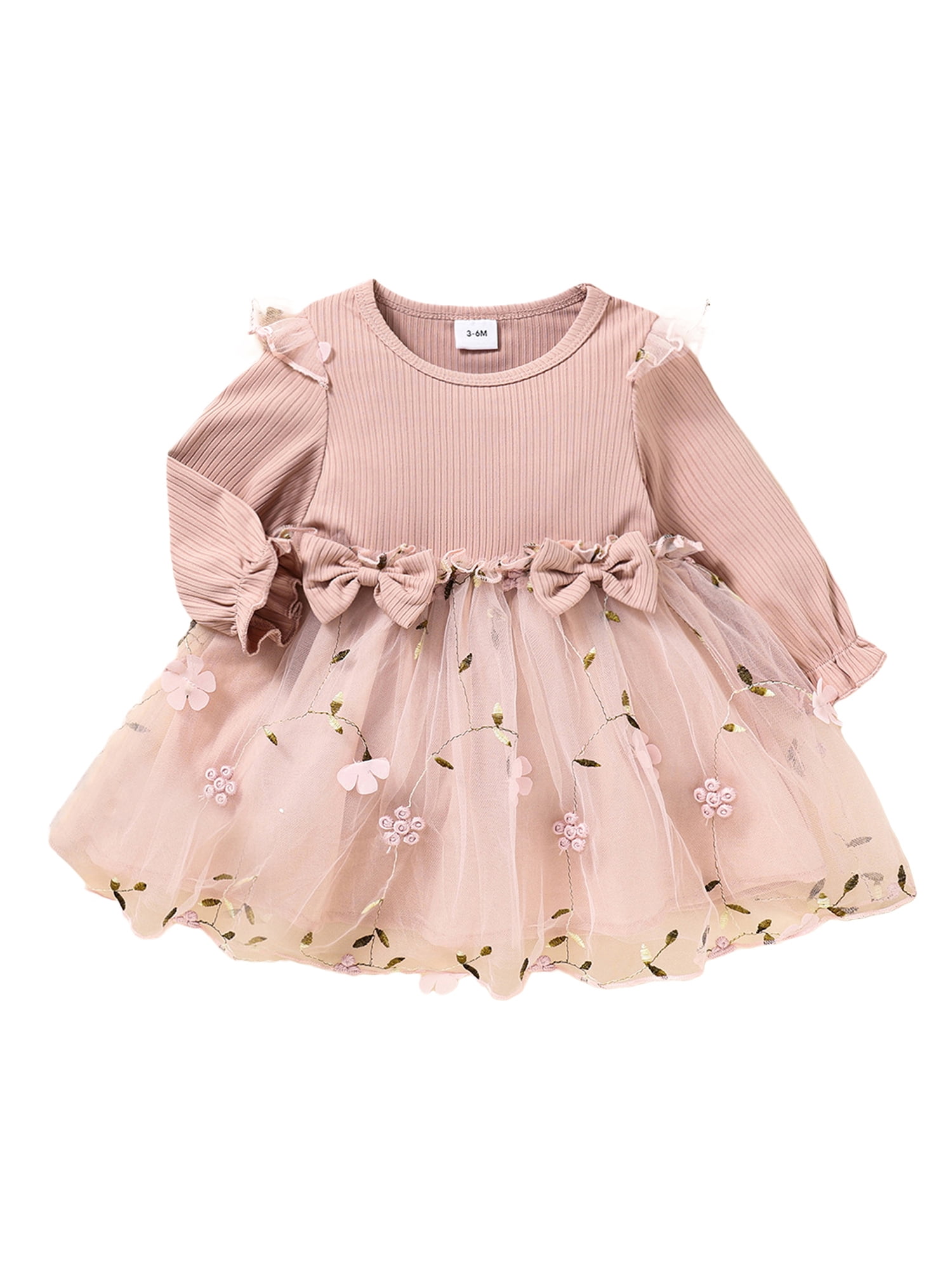 Tregren Newborn Toddler Baby Girl Patchwork Dress Kids Ruffle Long ...