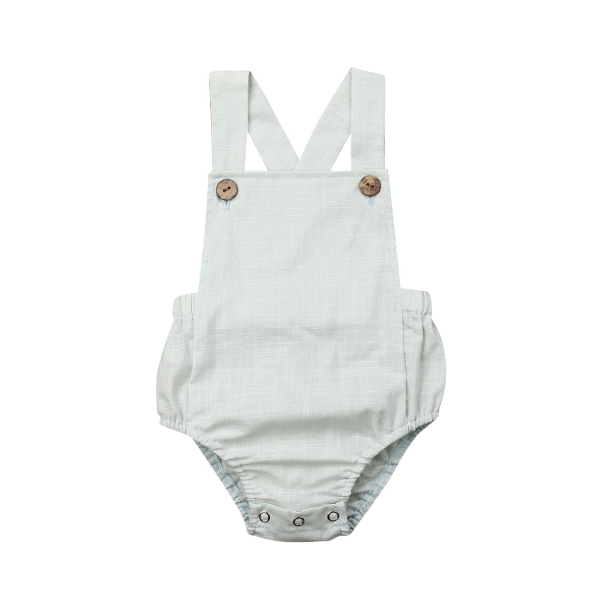 Tregren Summer Baby Romper Strap Button Solid Color One-Piece Sunsuit ...
