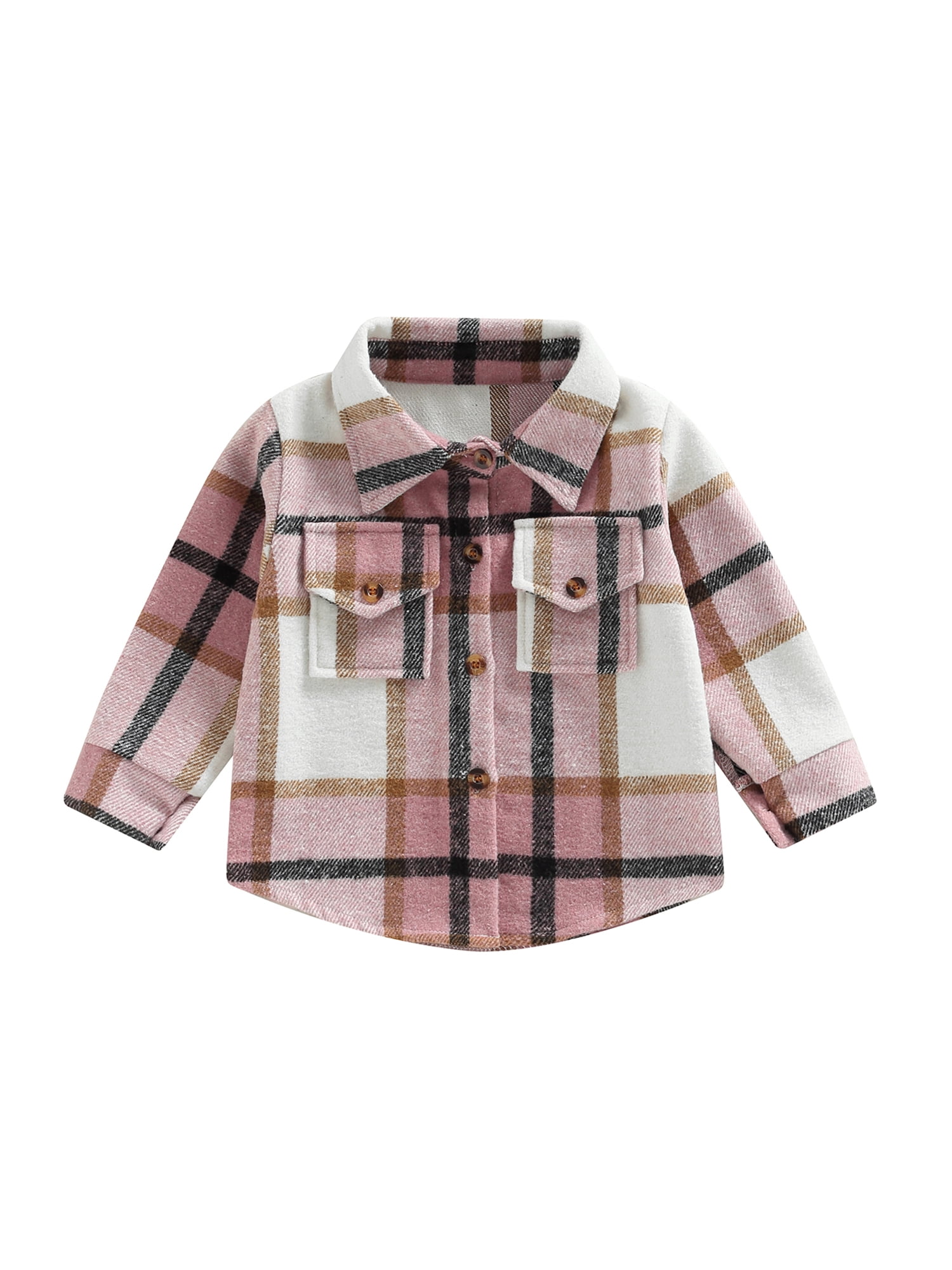 Tregren Toddler Baby Boy Girl Flannel Plaid Shirt Jacket Button Down ...