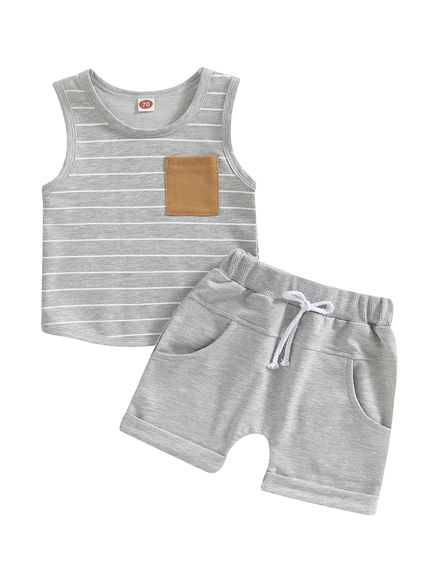 Tregren Toddler Baby Boy Summer Outfits Striped Sleeveless Tank Tops ...