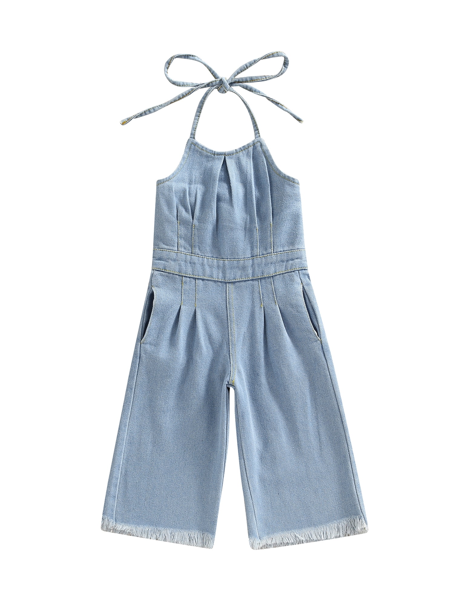 Tregren Toddler Baby Girl Denim Jumpsuit Suspender Overalls Backless ...