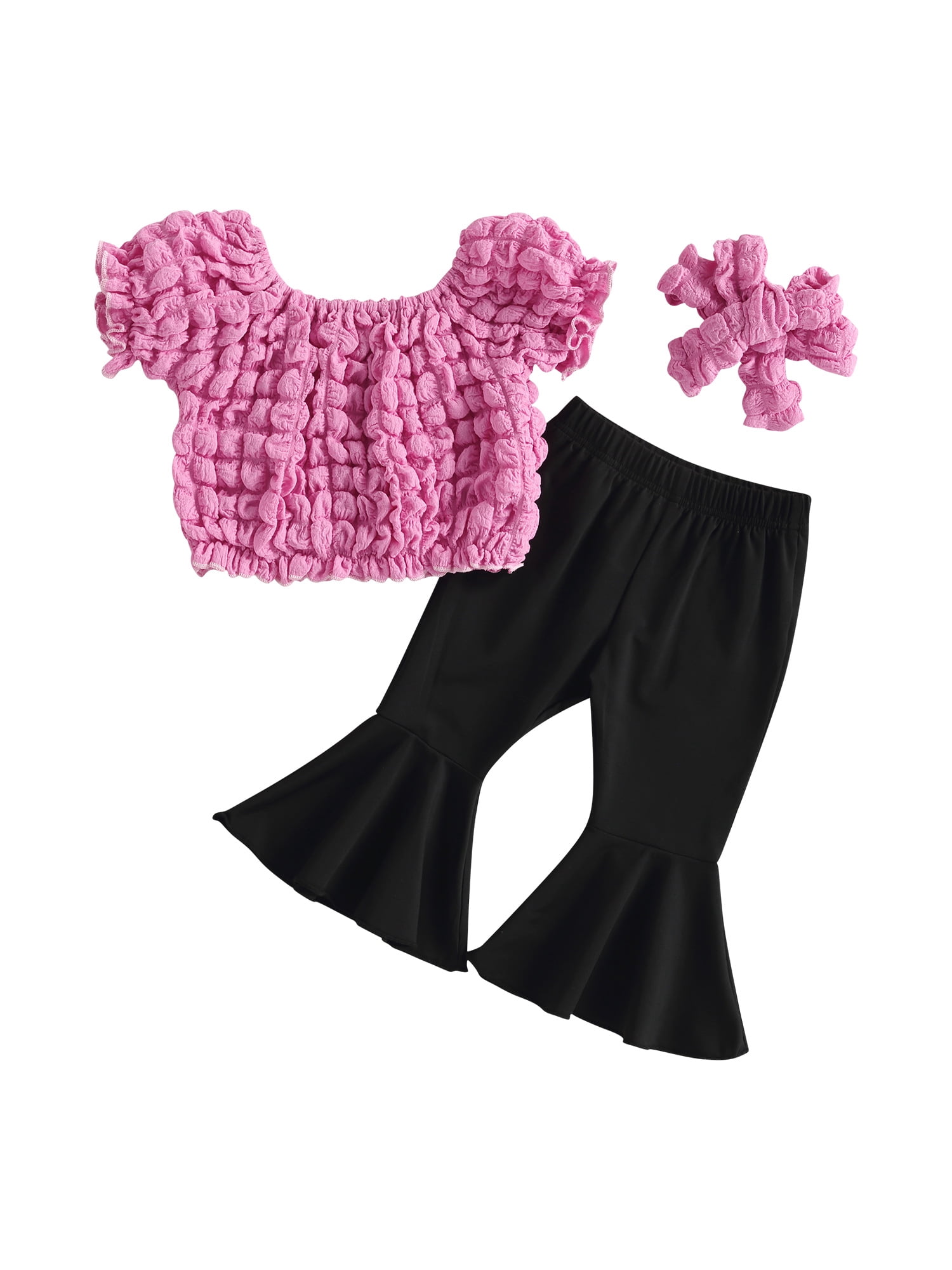 Tregren Toddler Baby Girl Summer Outfit Cute Kids Bubble Puff Sleeve ...