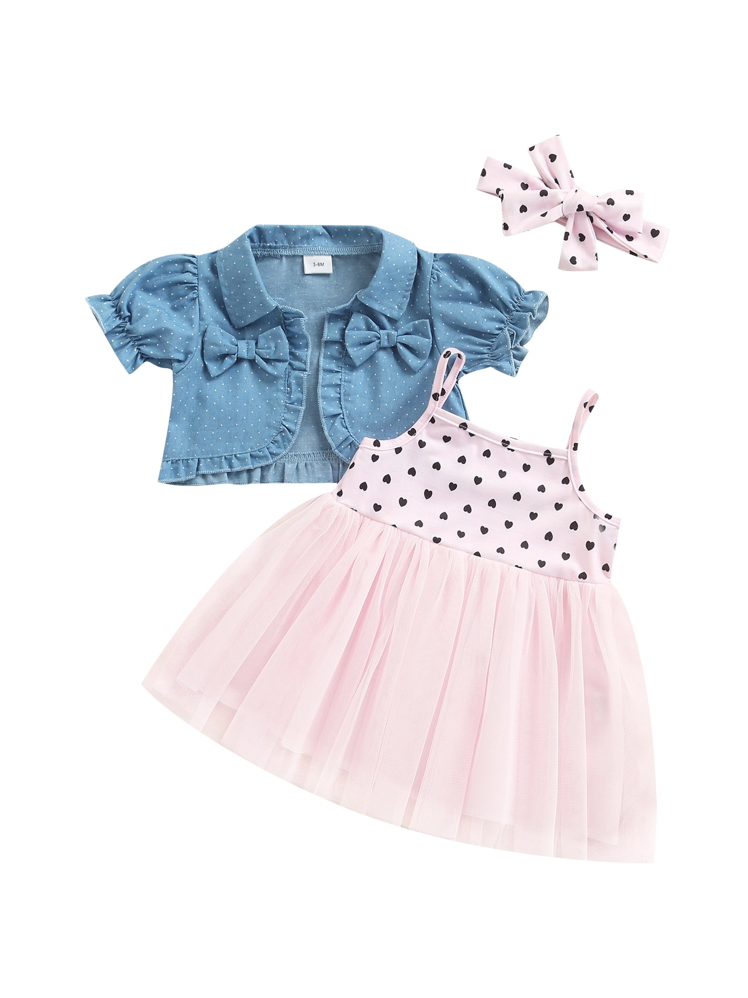 Tregren Toddler Infant Baby Girl Spring Summer Outfits Strap Heart Lace ...