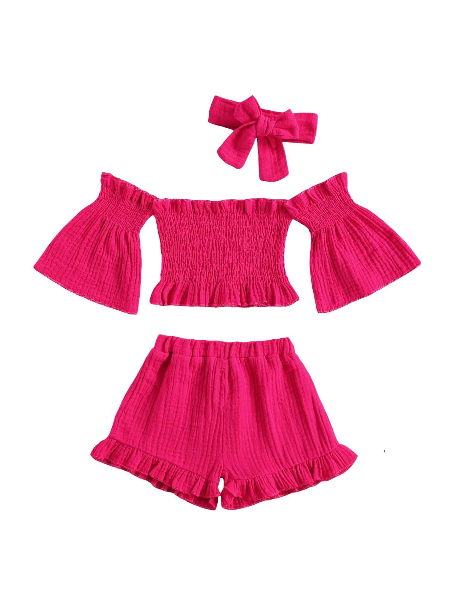 Tregren Toddler Little Girls Summer Outfits Off Shoulder Crop Top ...