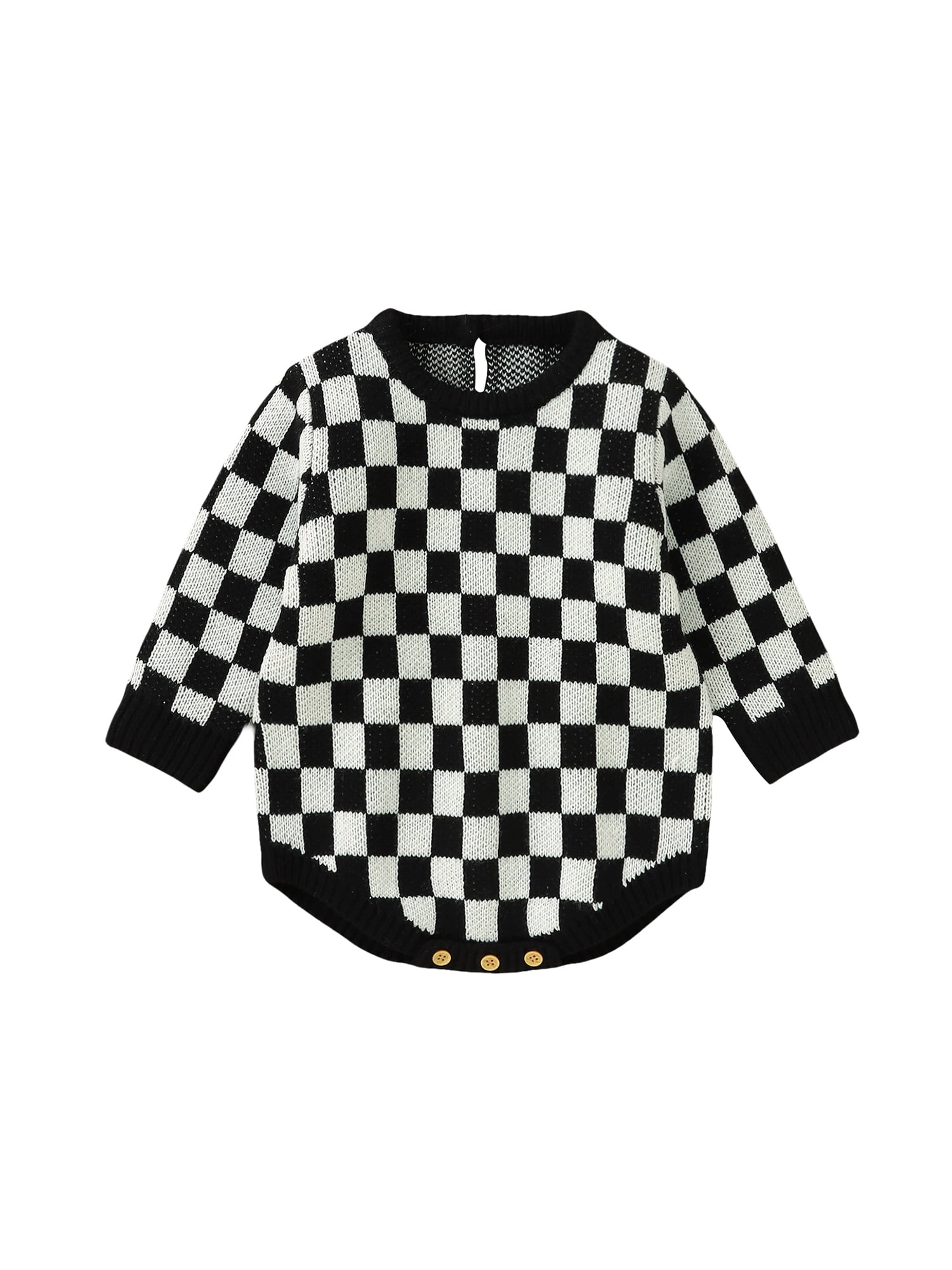 Tregren Unisex Baby Girl Boy Knitted Romper Jumpsuit Checkerboard Plaid ...