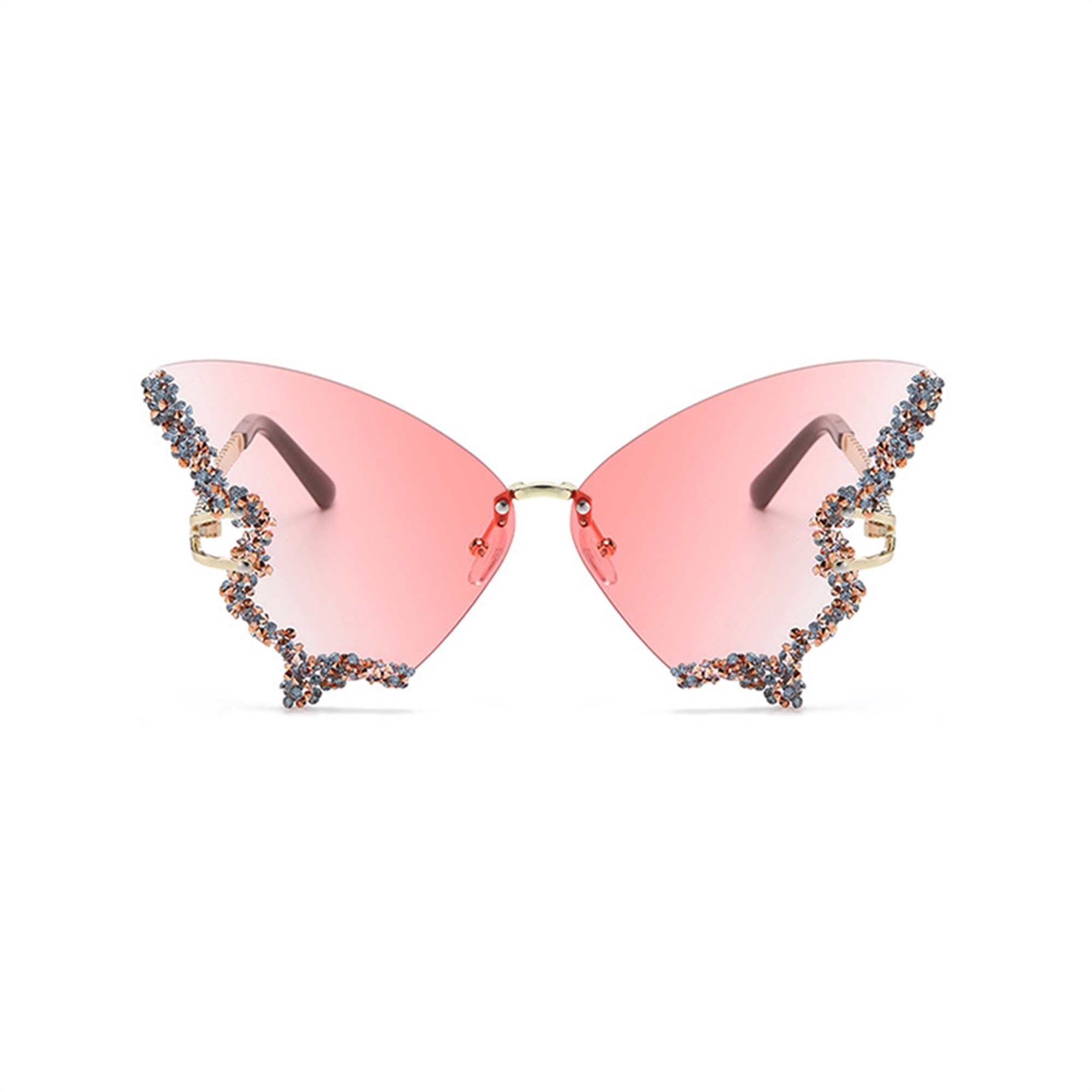 Tregren Women Butterfly Rimless Sunglasses Vintage Gradient Frame ...