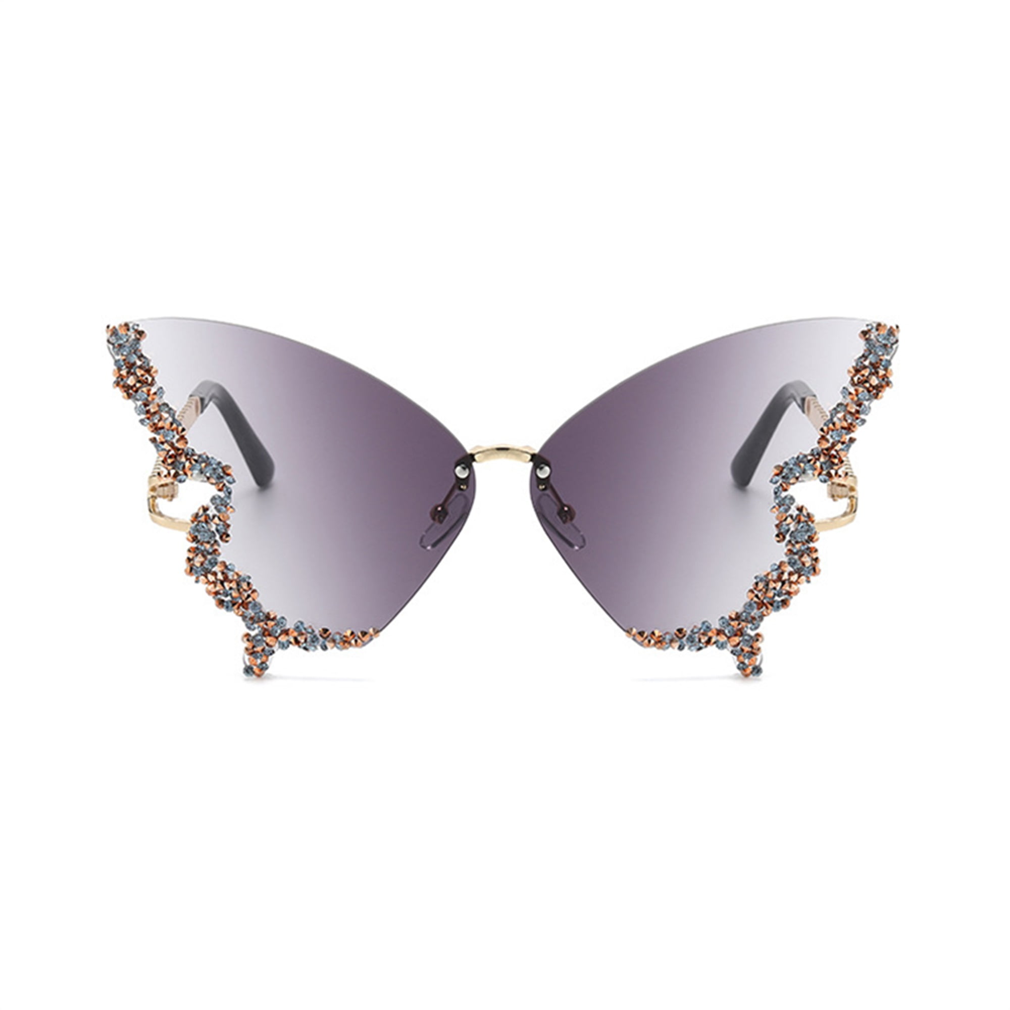 Tregren Women Butterfly Rimless Sunglasses Vintage Gradient Frame ...