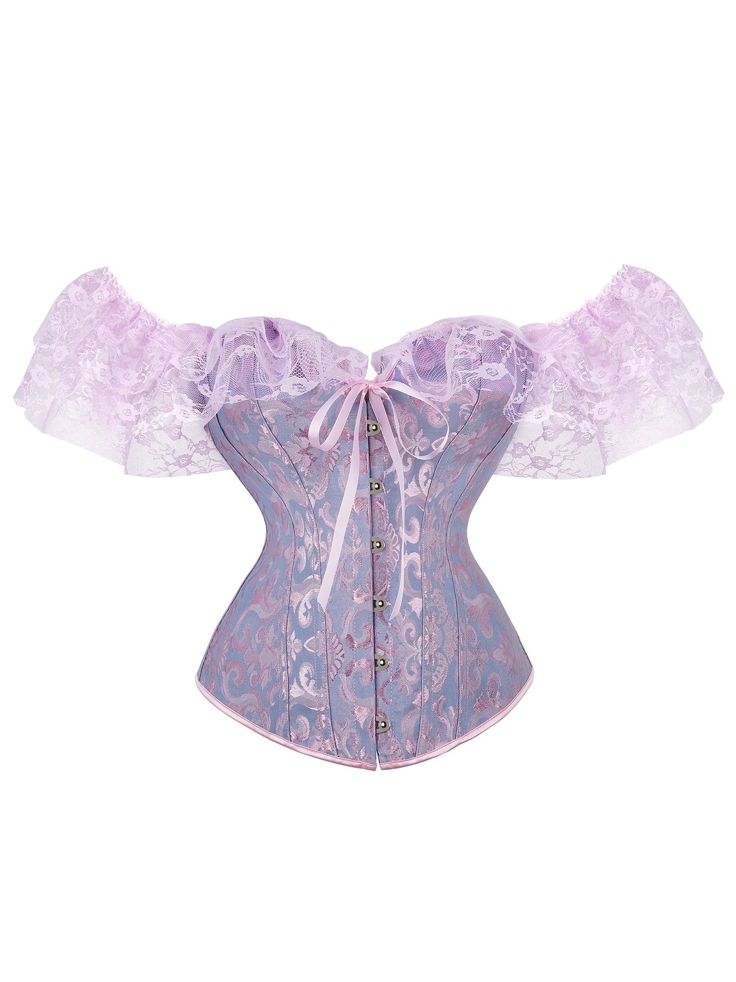 Tregren Women Lace Corset, Waist Fishbone Bandage Drawstrings Floral ...