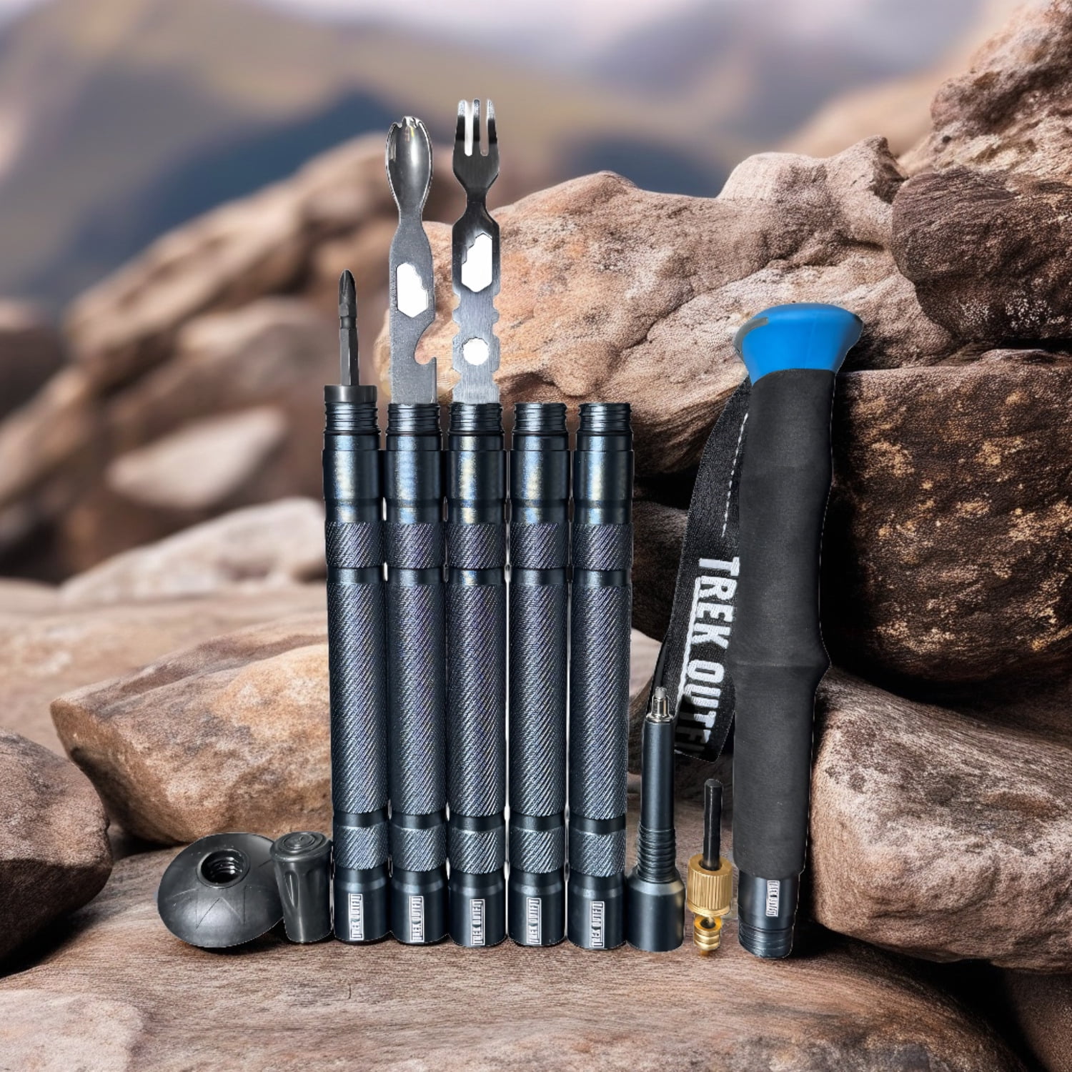 Trek Outfit Hiking Stick - Adjustable with EVA Grip and Tools - Walmart.com