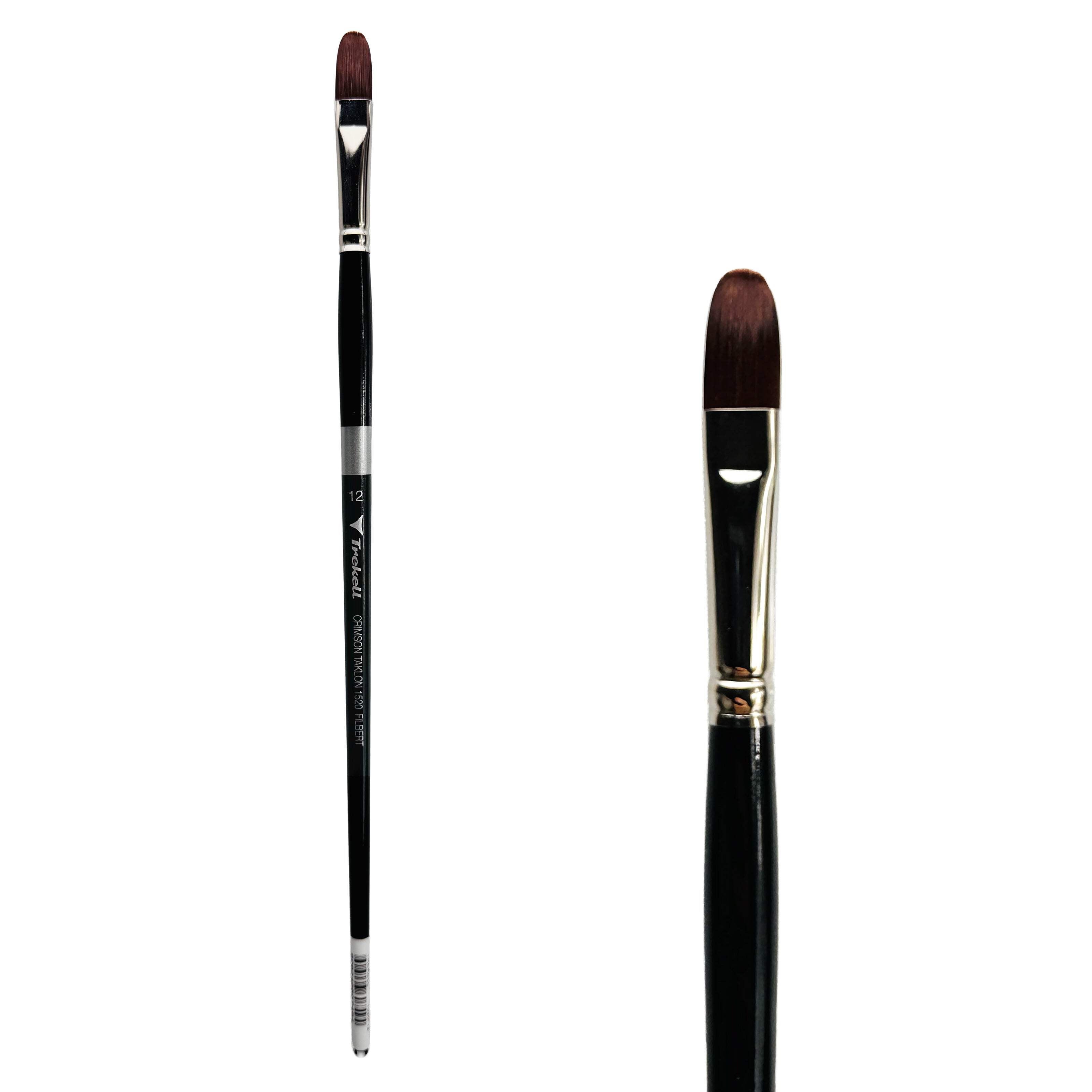 Trekell Crimson Taklon Synthetic Artist Brushes - Short Handle for Oil ...
