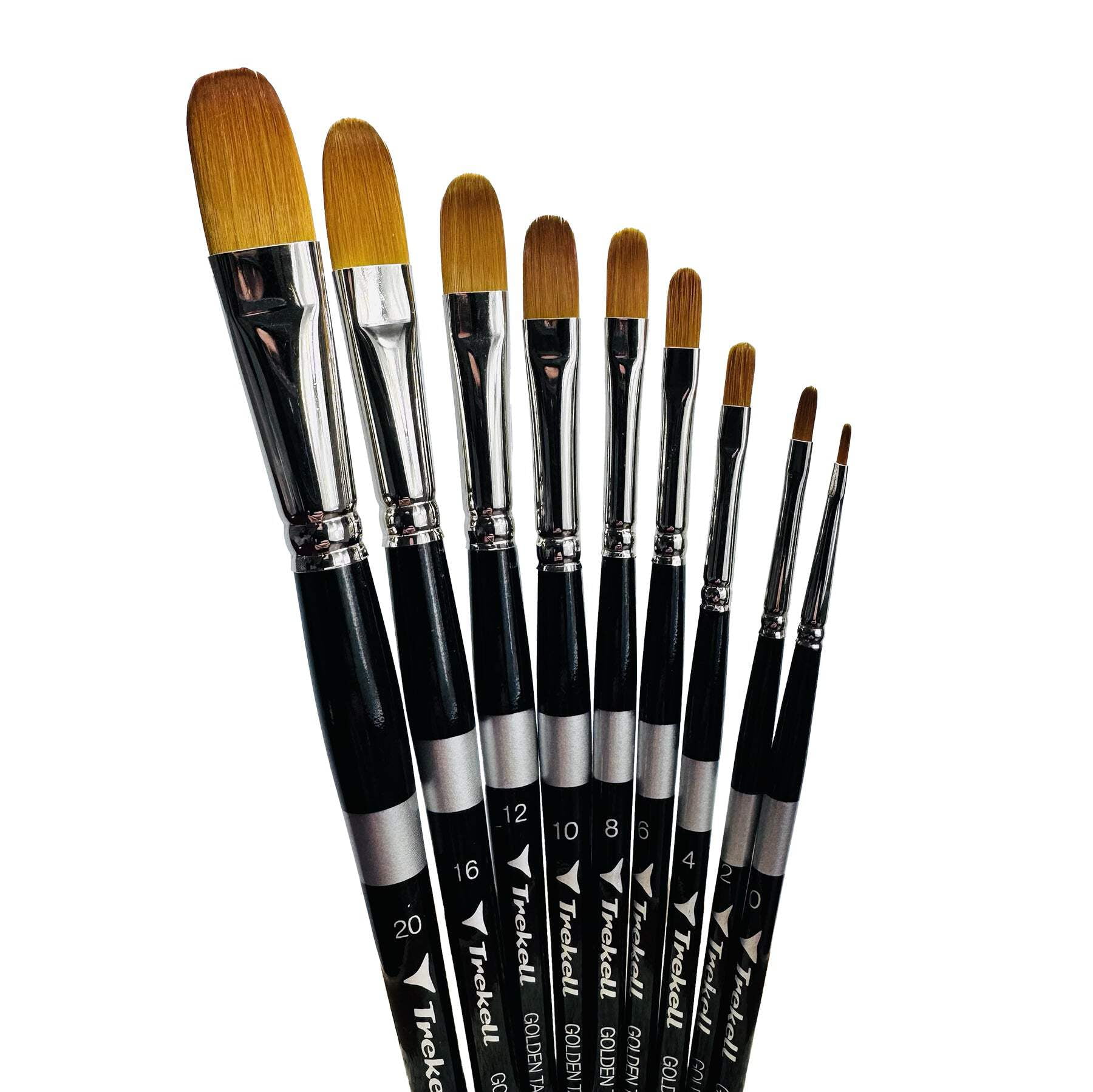 Trekell Golden Taklon Short Handle Artist Brush - Complete Brush Set ...