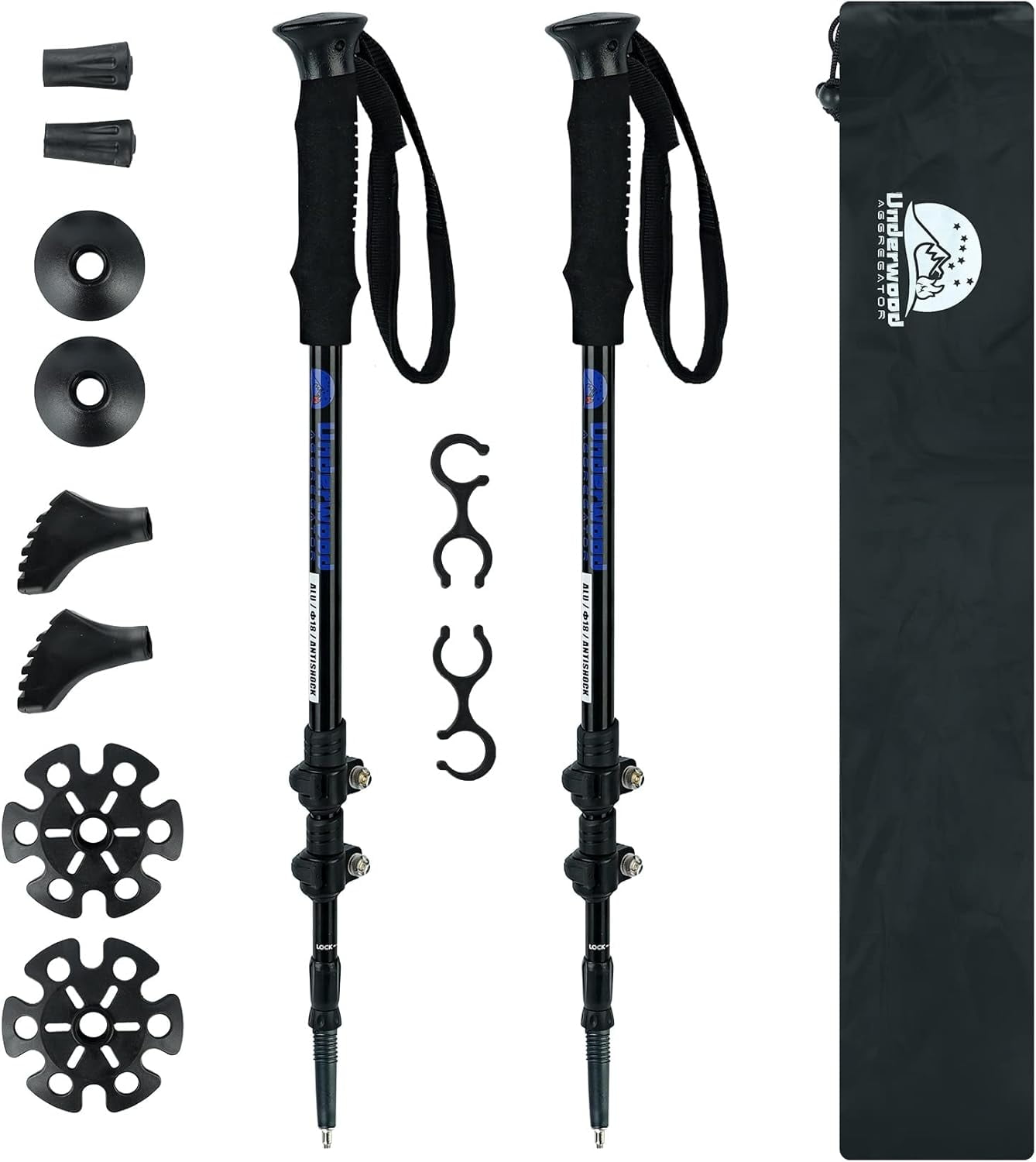 Trekking Poles Collapsible Hiking Poles - 2 Pack Adjustable Aluminum ...