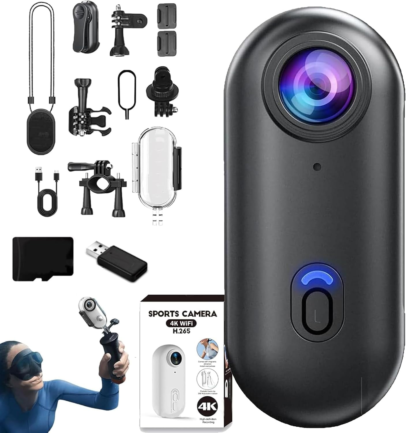 Treklon POV Camera, Treklon 4k Thumb Action Cameras, Bodycam HD 1080p ...
