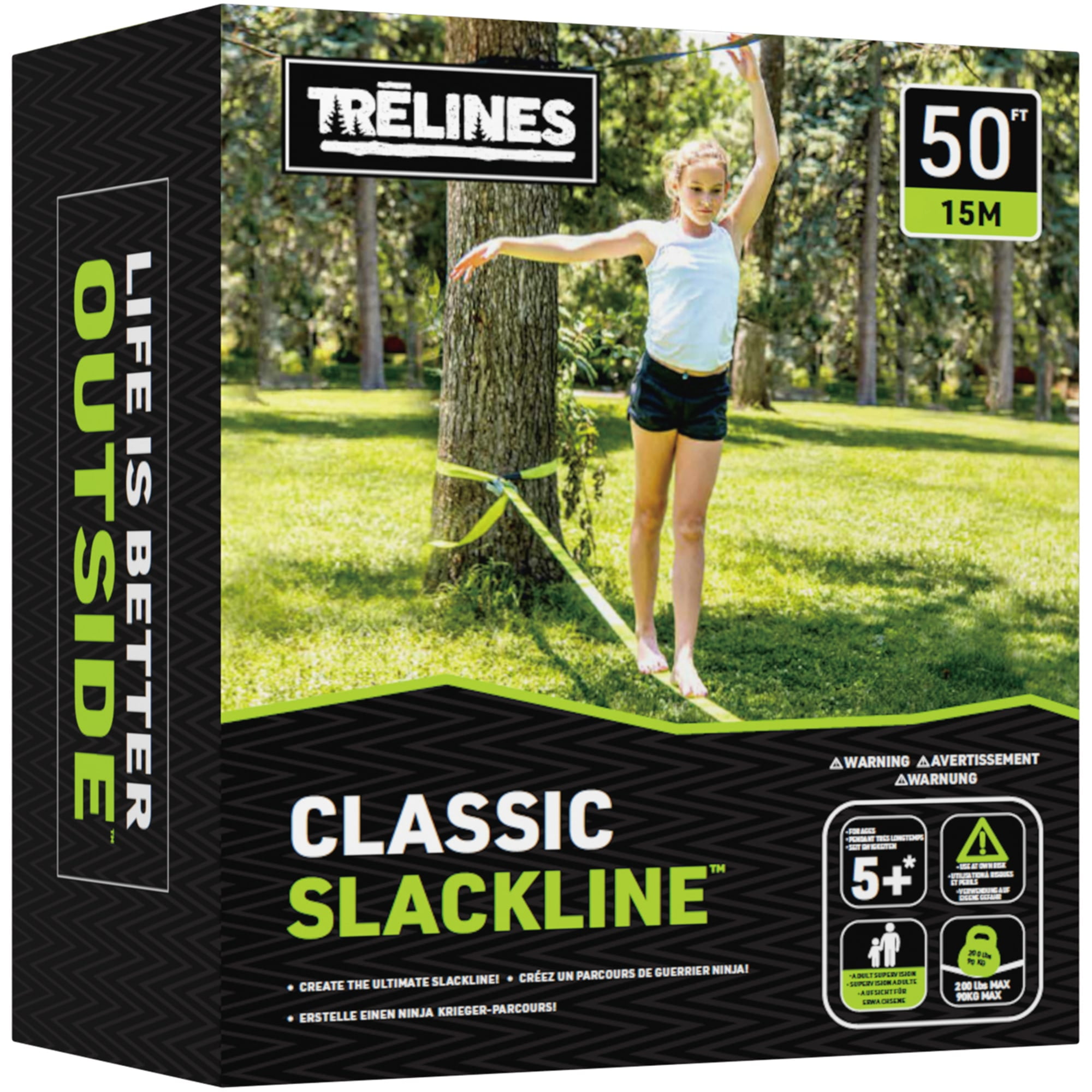 Trelines: Classic Slackline 50 ft - Ratchet Between 2 Trees, Outdoor ...