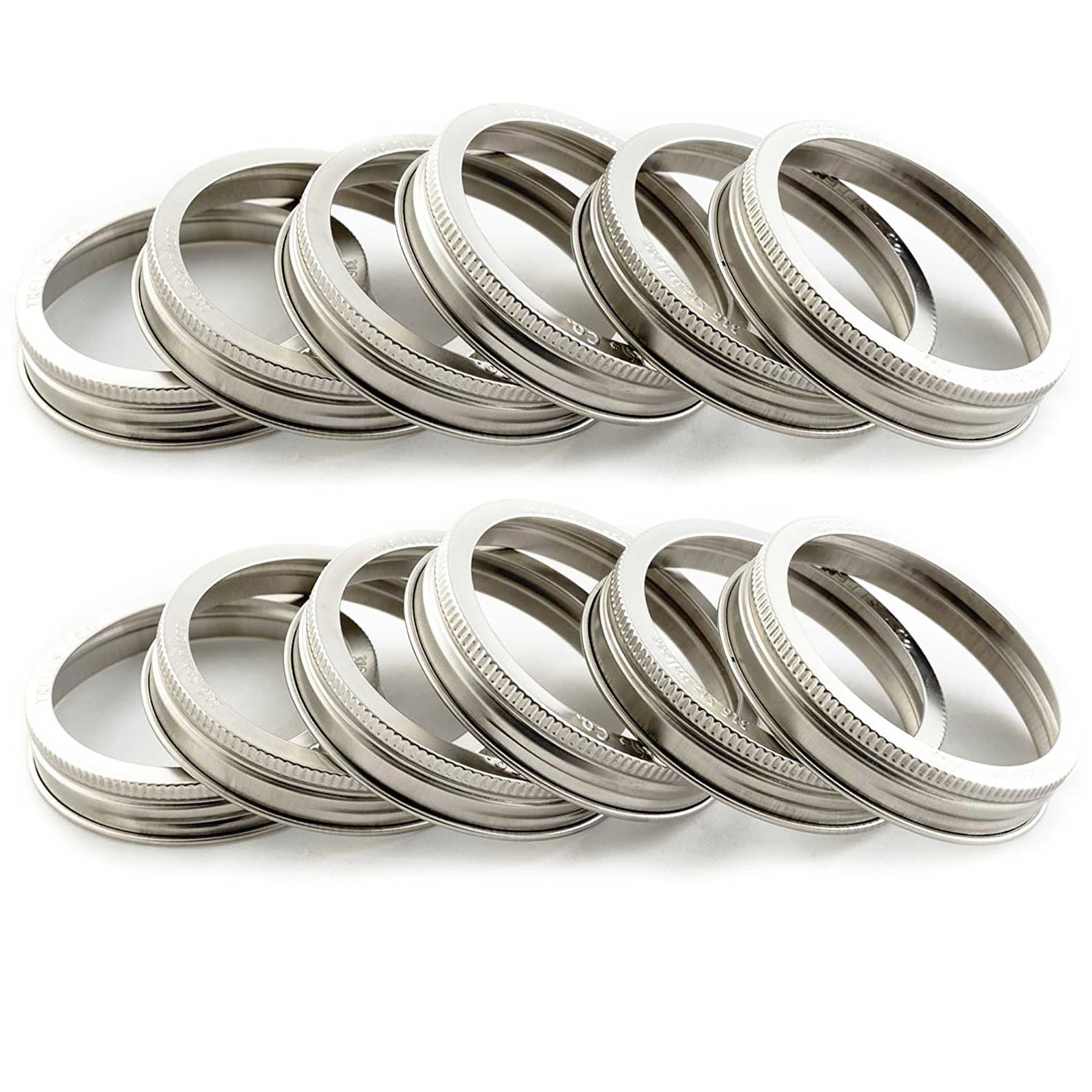 Trellis & Co. 12pc Stamped Stainless Steel Wide Mouth Mason Jar Rings ...