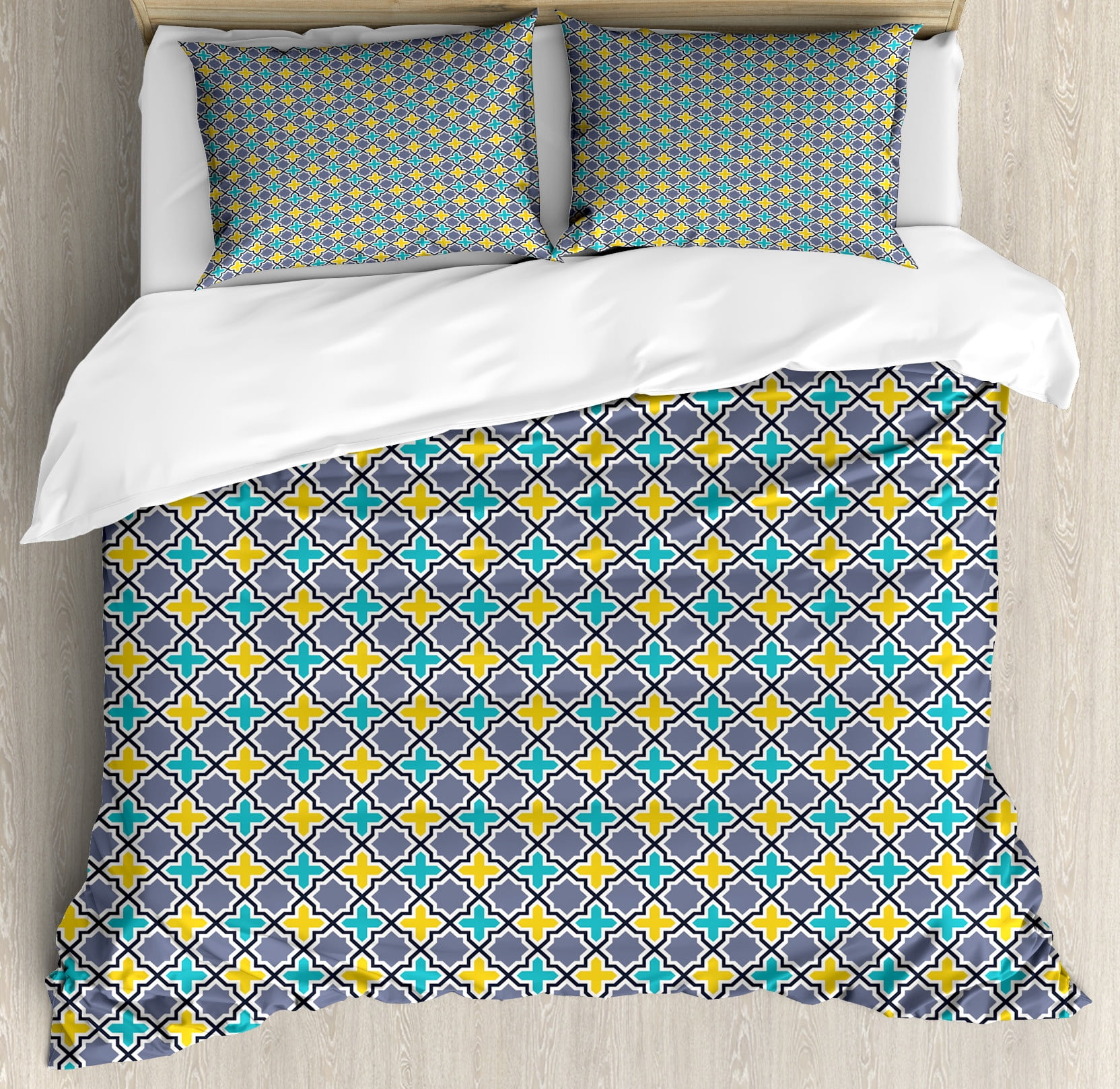 Trellis Duvet Cover Set, Victorian Baroque Pattern in Vibrant Colors ...