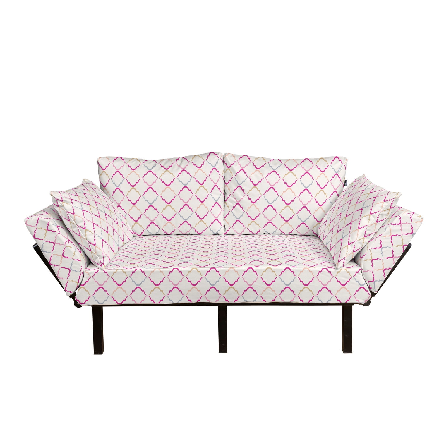 Trellis Futon Couch, Victorian Oval Shapes Retro Antique Traditional ...