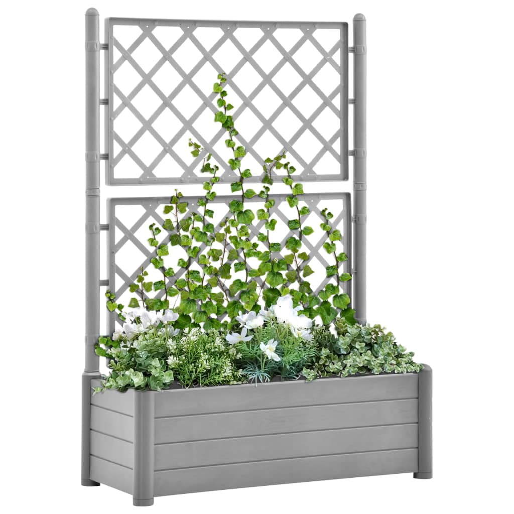 Trellis Garden Planter 39.4x16.9x55.9 Stone Gray - Vertical Growing ...