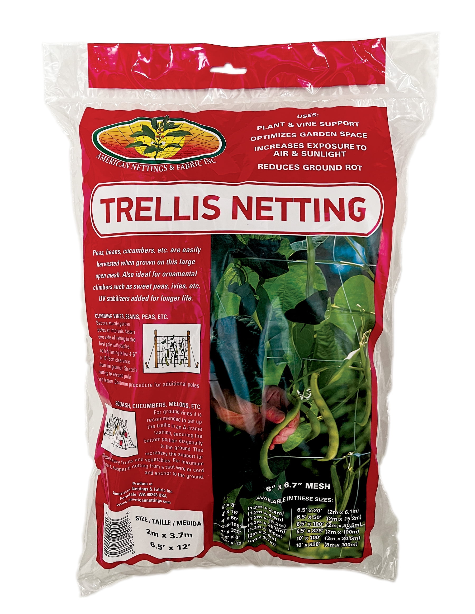 American Nettings - Trellis Netting 6.5ft x 12ft - 6" Clear Mesh ...