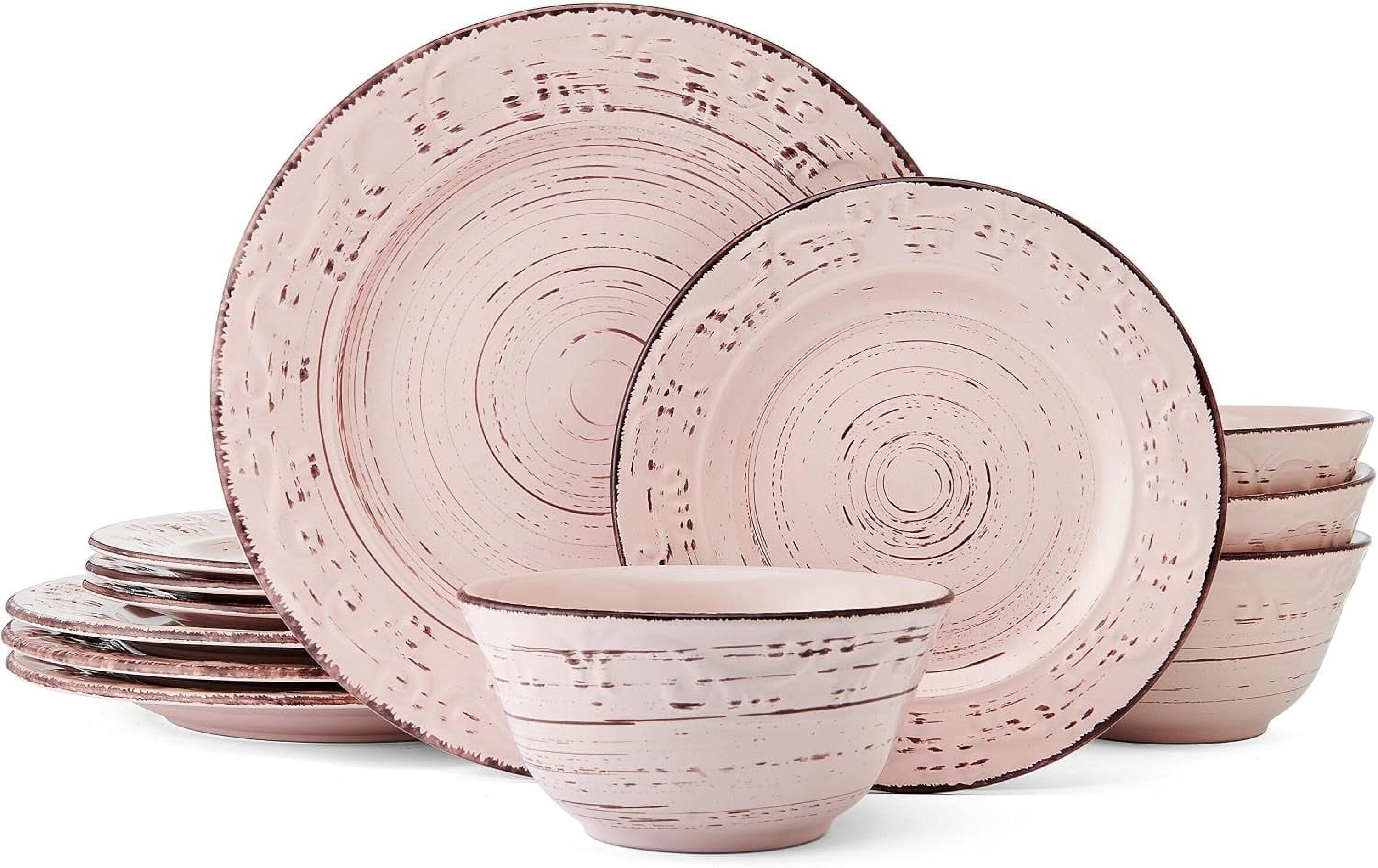 Trellis Stoneware Dinnerware Set,Distressed Finish, Microwave ...