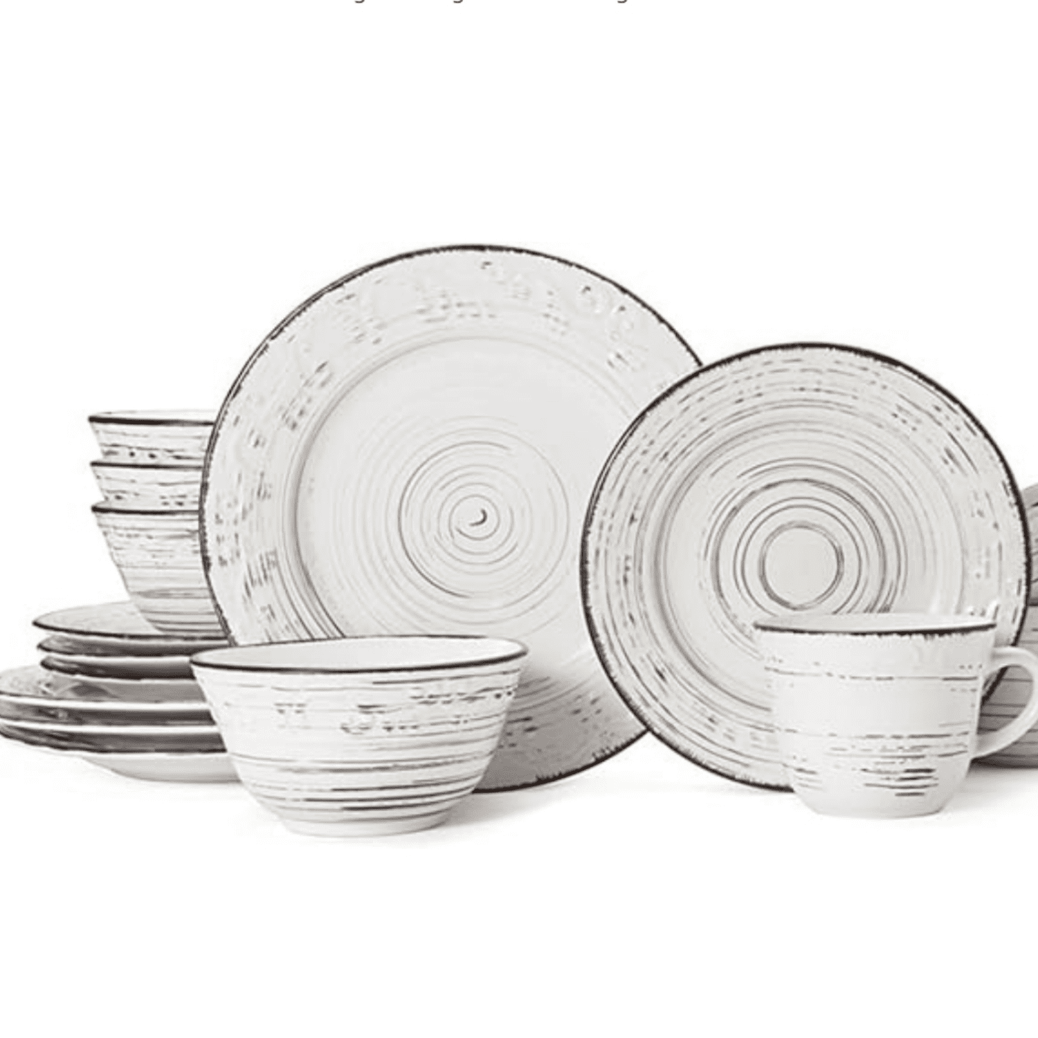 Trellis White 16-Piece Dinnerware Set, Service for 4, Distressed White ...