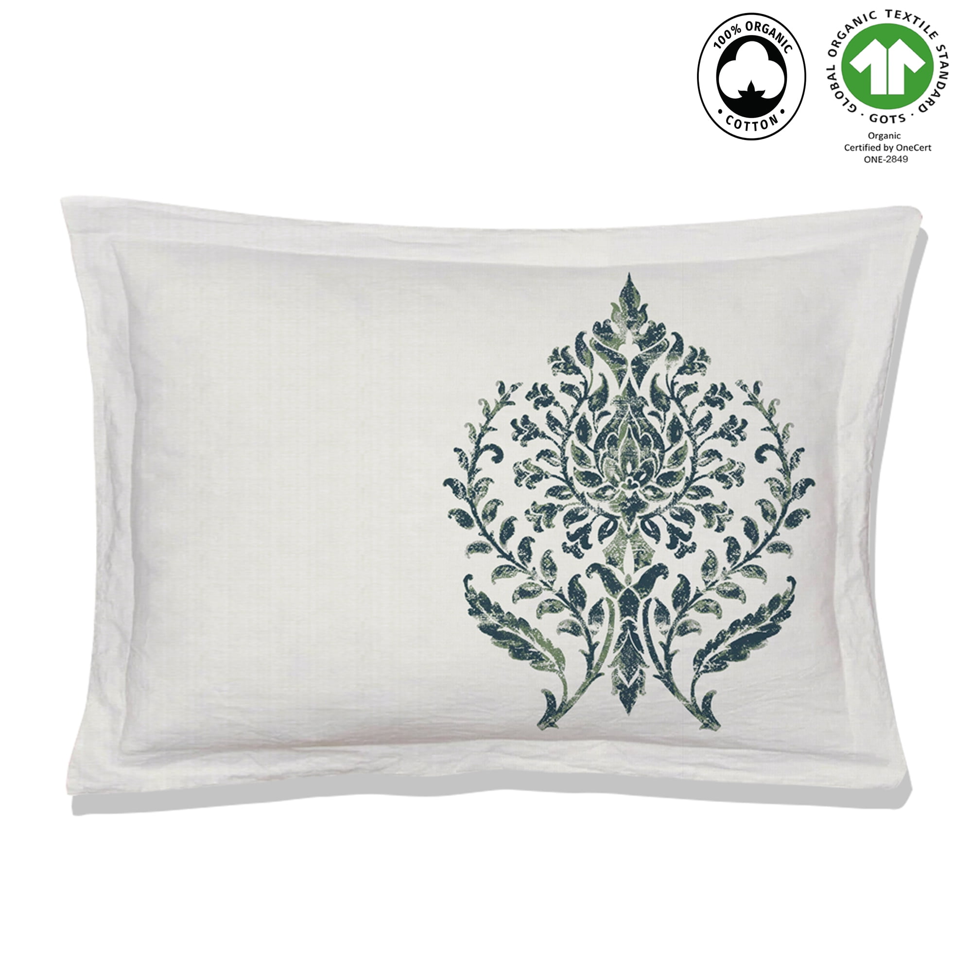 Trellis Wrinkle Resistant Reversible Print 100% Organic Cotton Sham Set ...