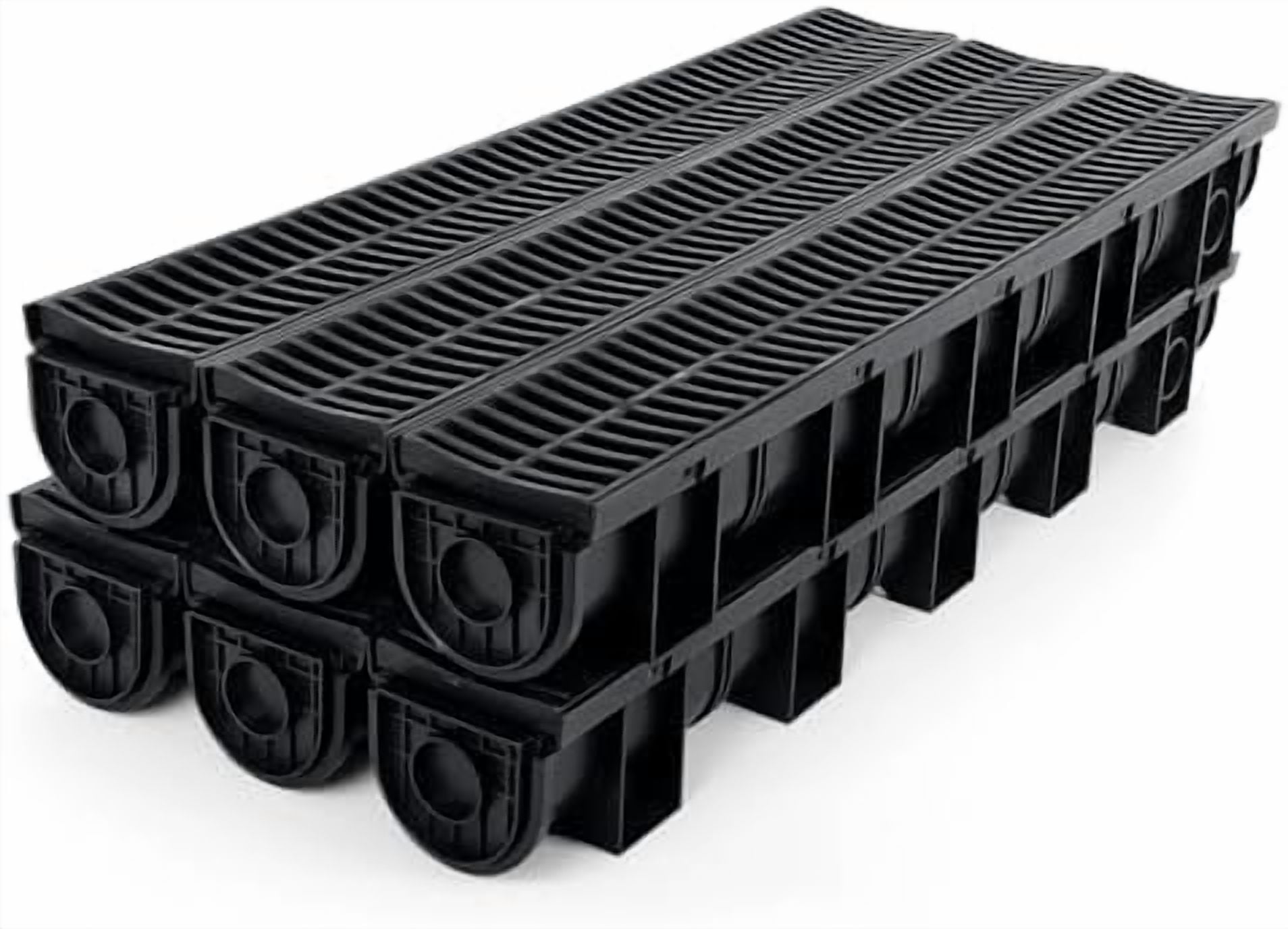 Trench Drain System, 6 Pack HDPE Channel Drainage Convenient Assembly ...