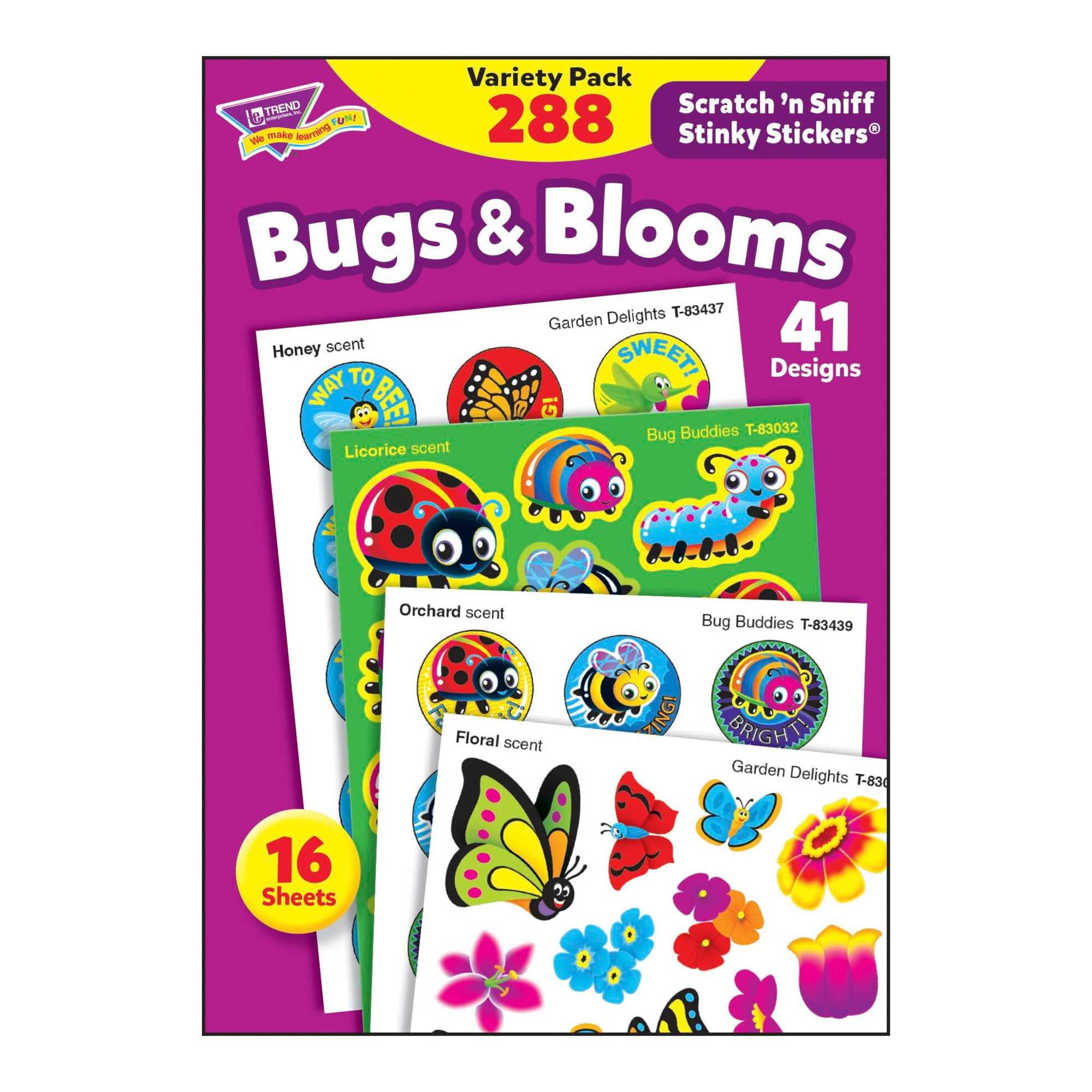 Trend Enterprises Bugs and Blooms Scratch 'N Sniff Stinky Stickers, 41 ...