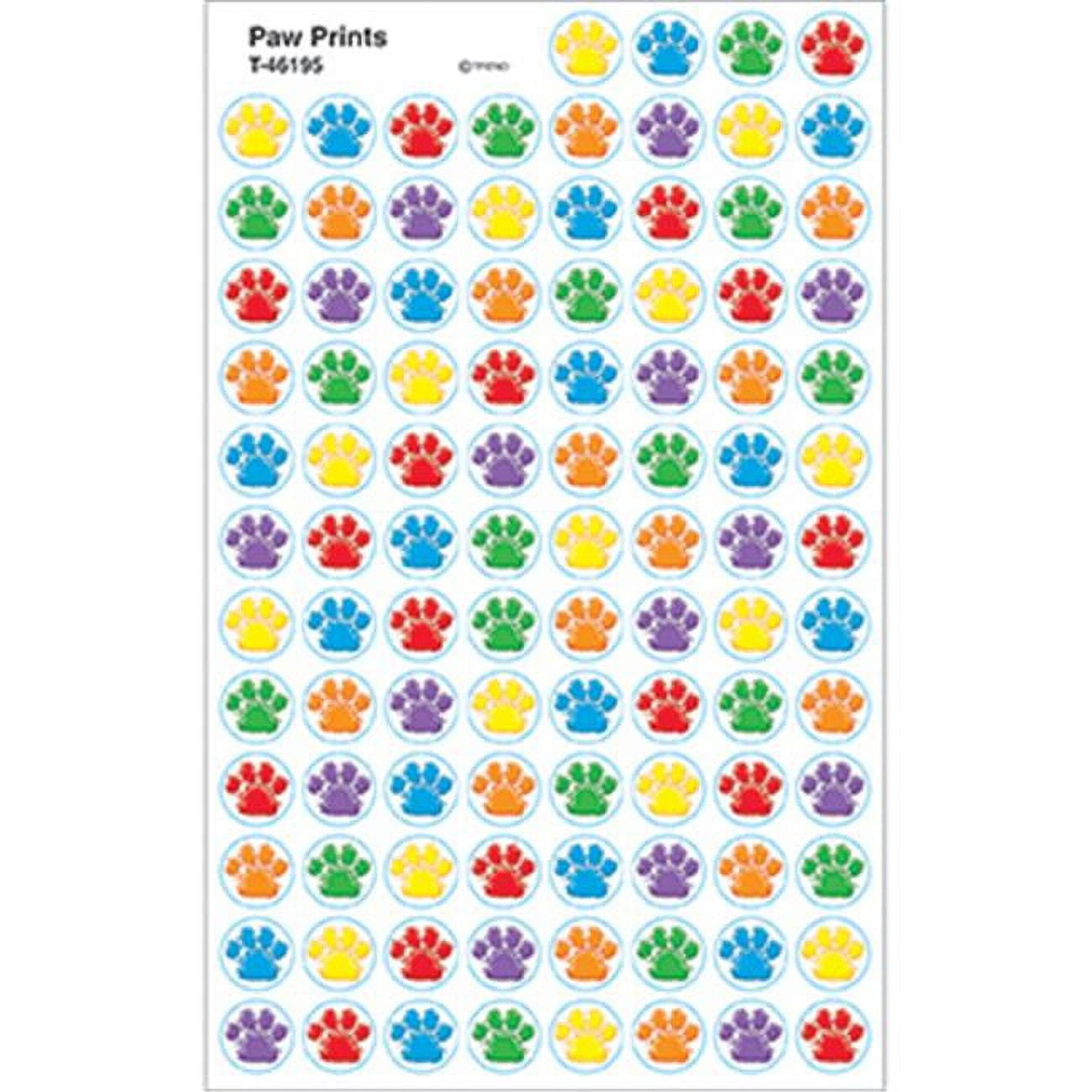 Trend Enterprises Inc. SuperSpots Paw Prints Stickers Multicolor 800 ...