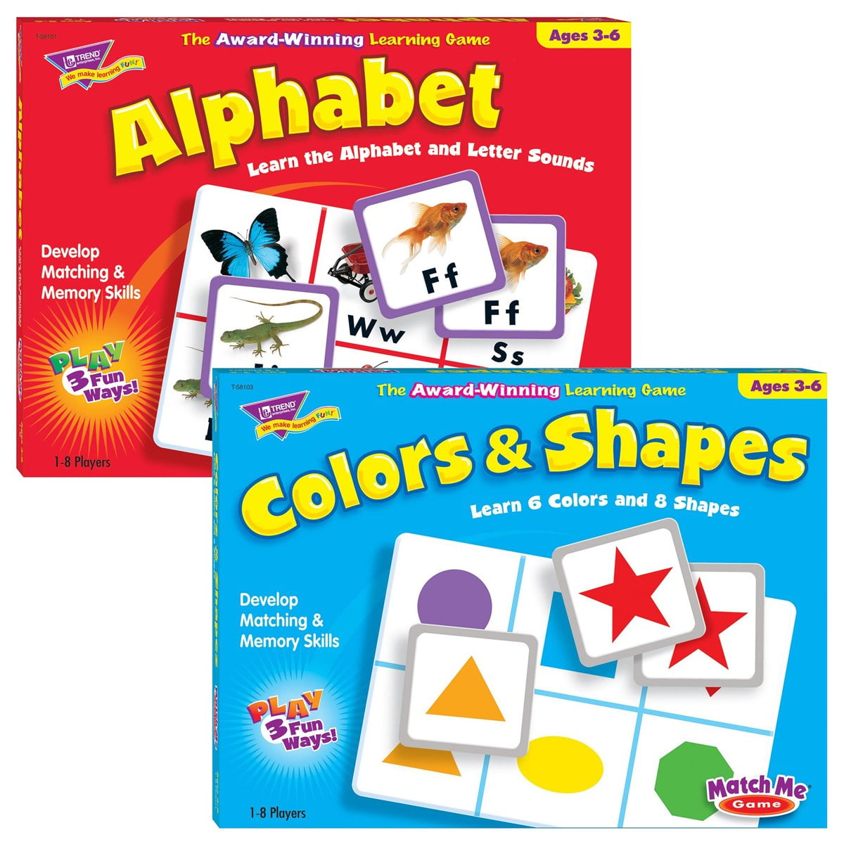 Trend Enterprises Match Me Game Set - Alphabet & Color and Shapes ...